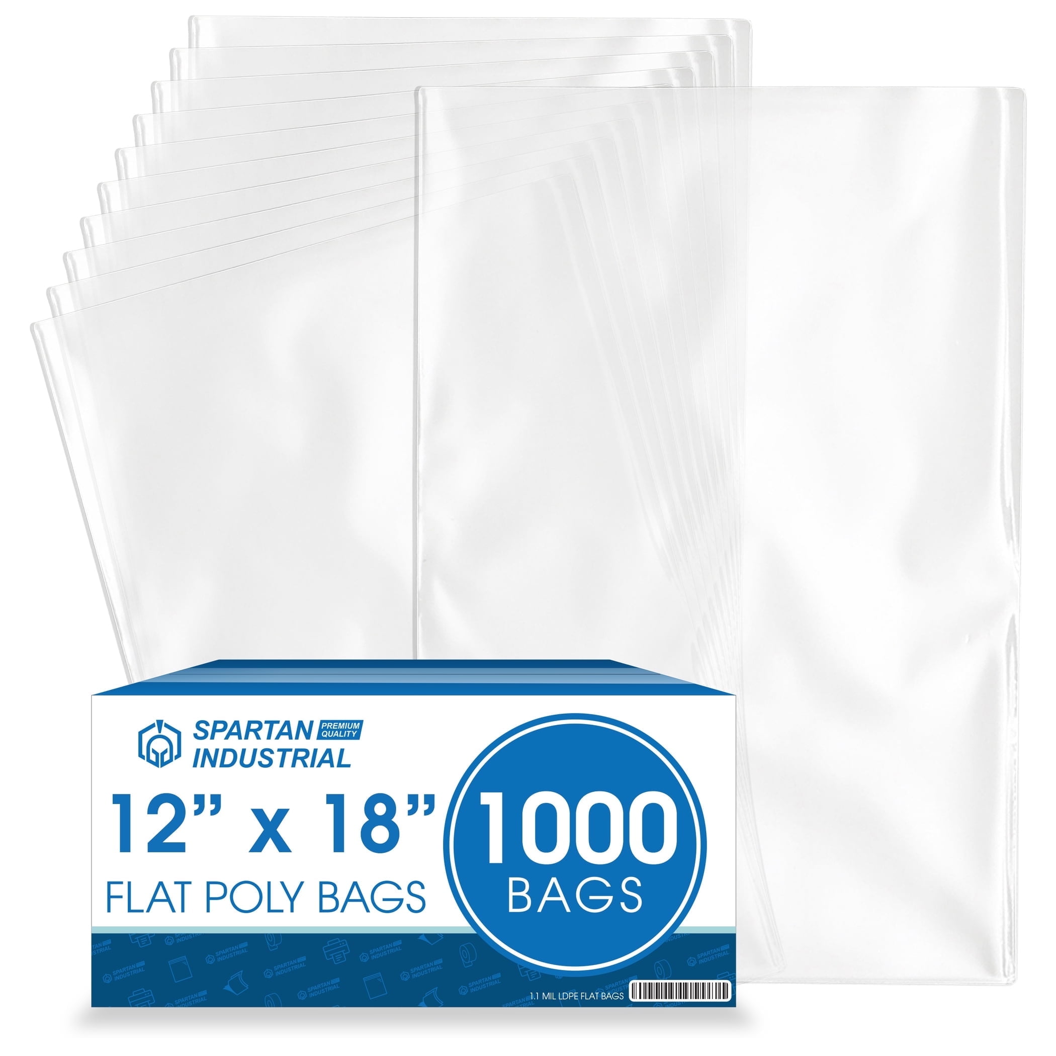 Spartan Industrial - 12” X 18” (1000 Count) 1.1 Mil Flat Open End Clear ...