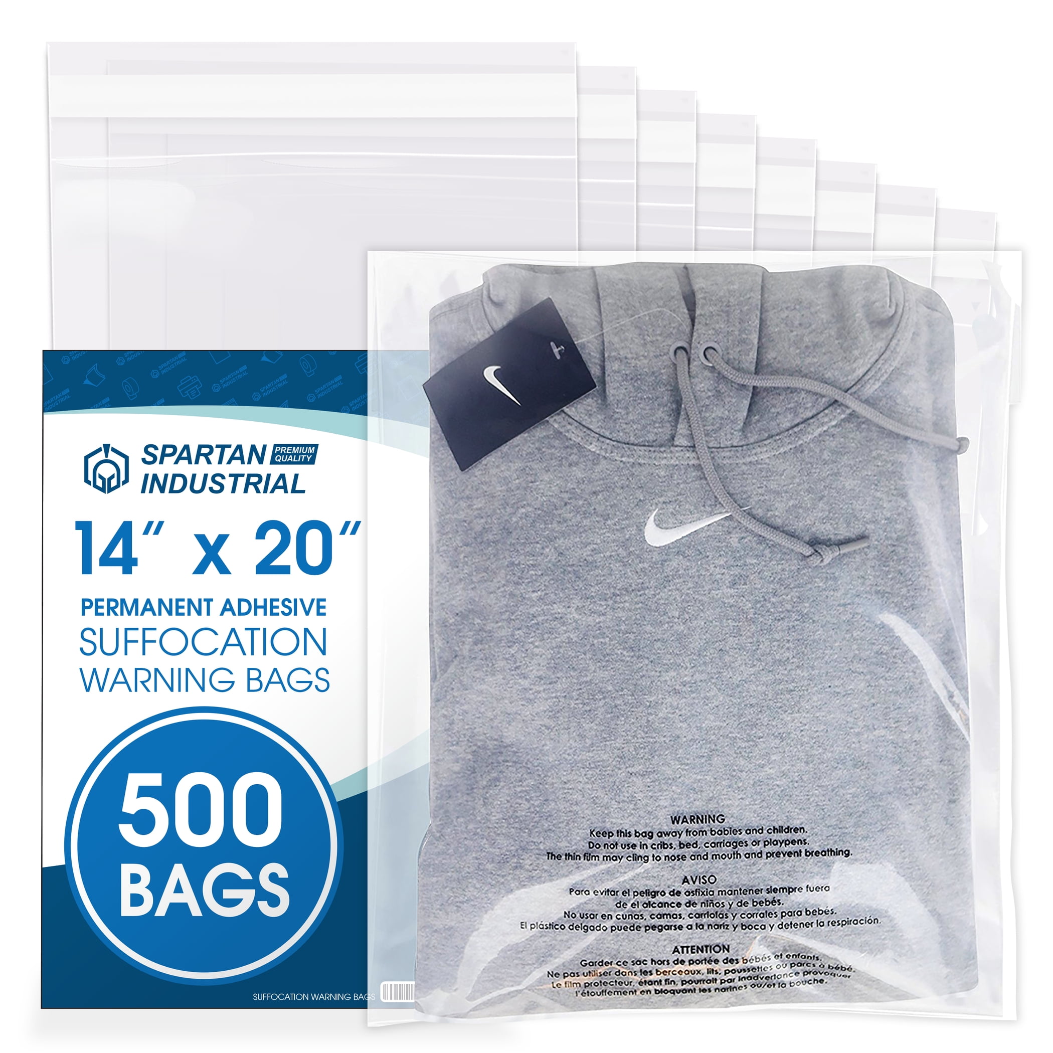 Spartan Industrial - 14" X 20" Clear Sealable Poly Bags (500 Count ...