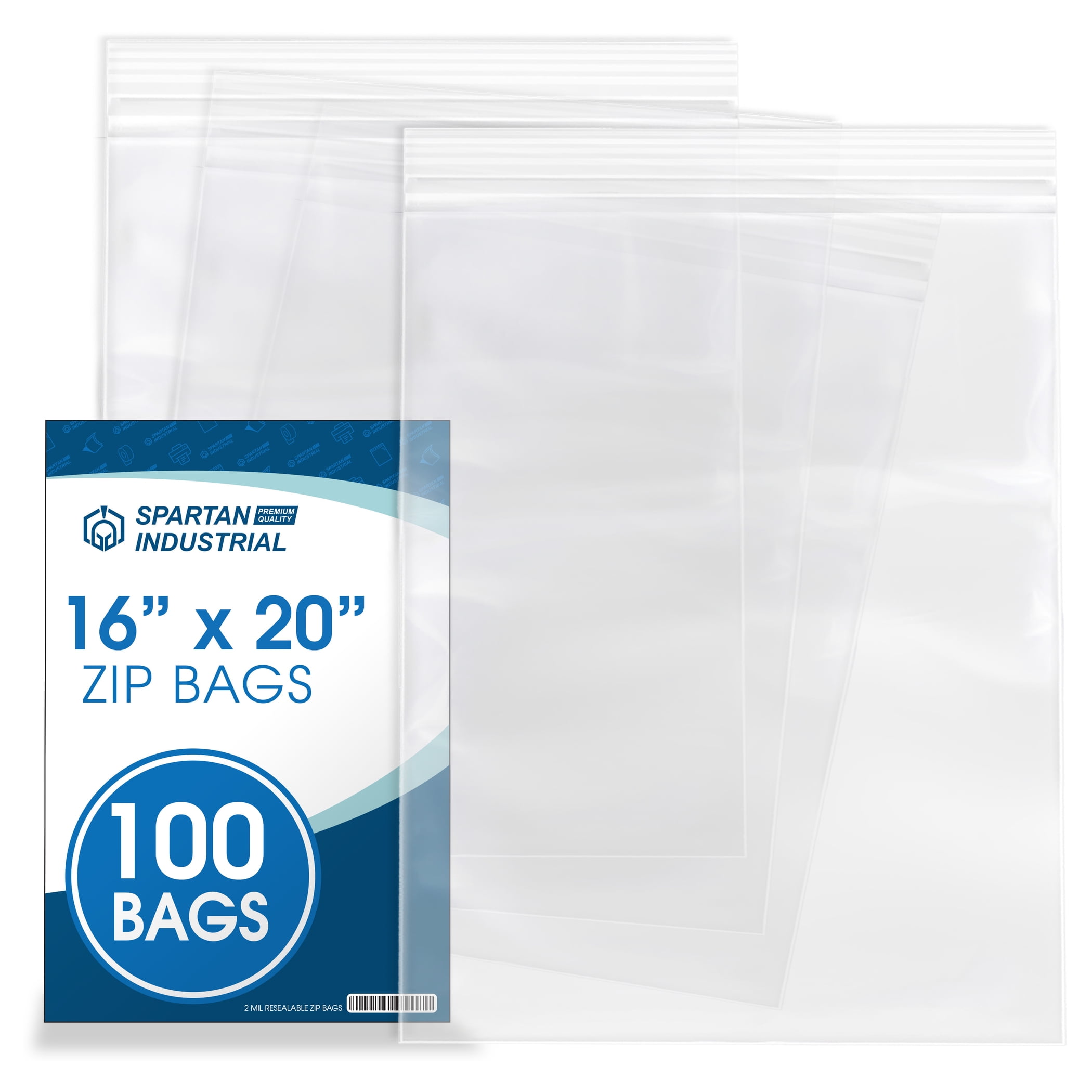 Spartan Industrial - 16” X 20” (100 Count) 2 Mil Clear Reclosable Zip ...