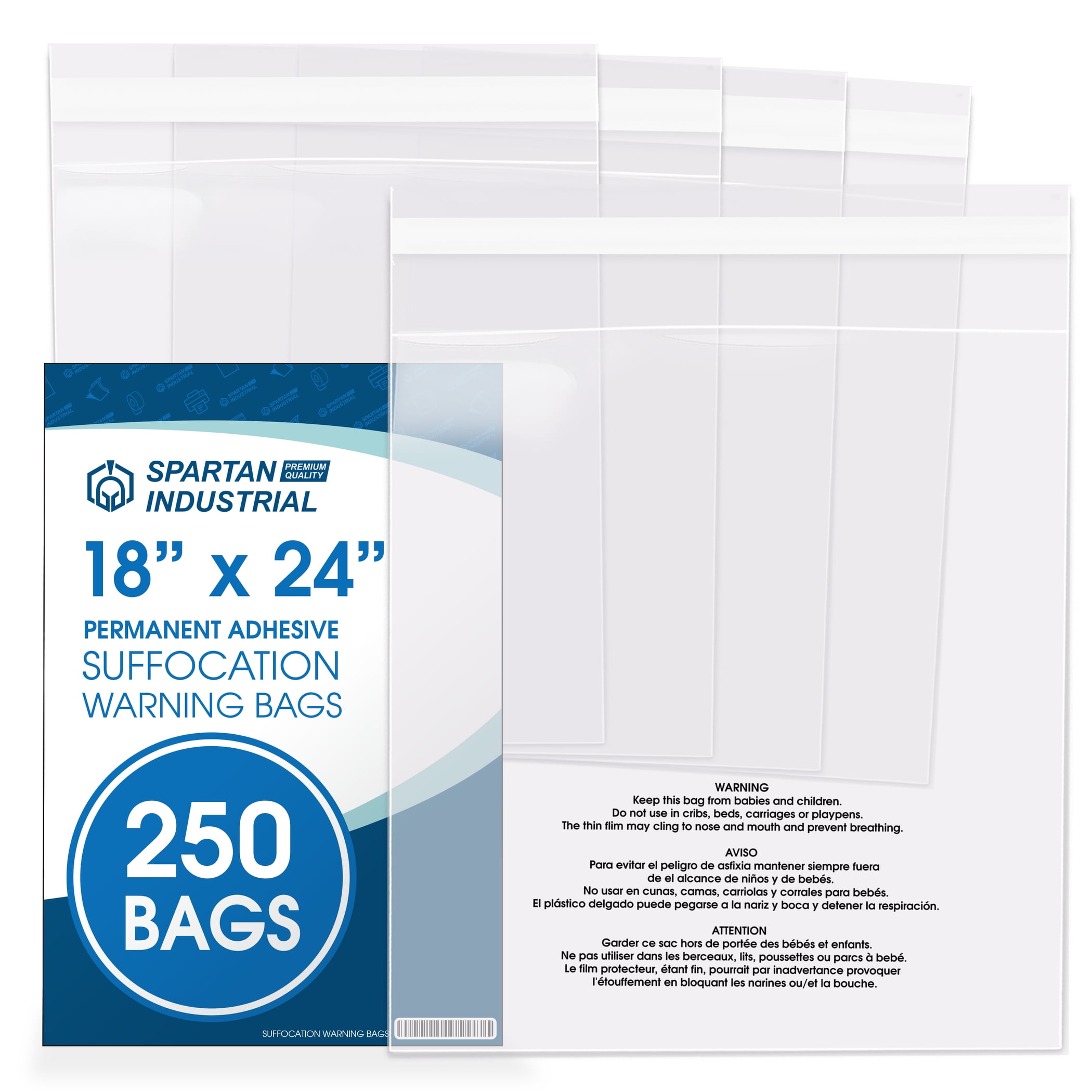 Spartan Industrial - 18" X 24" (250 Count) Self Seal Clear Poly Bags ...