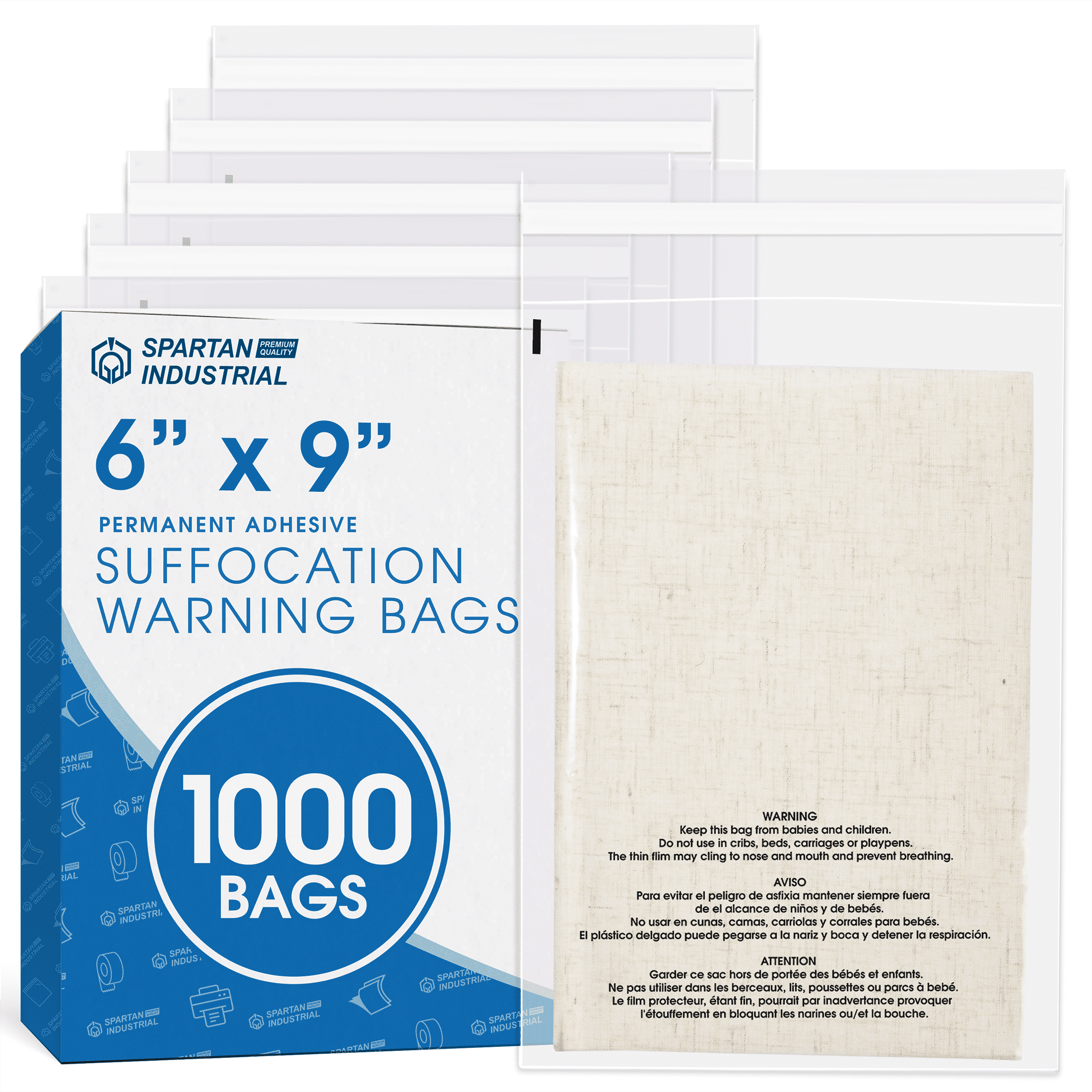 "Spartan Industrial 6"" X 9"" Clear Poly Bags with Suffocation Warning ...