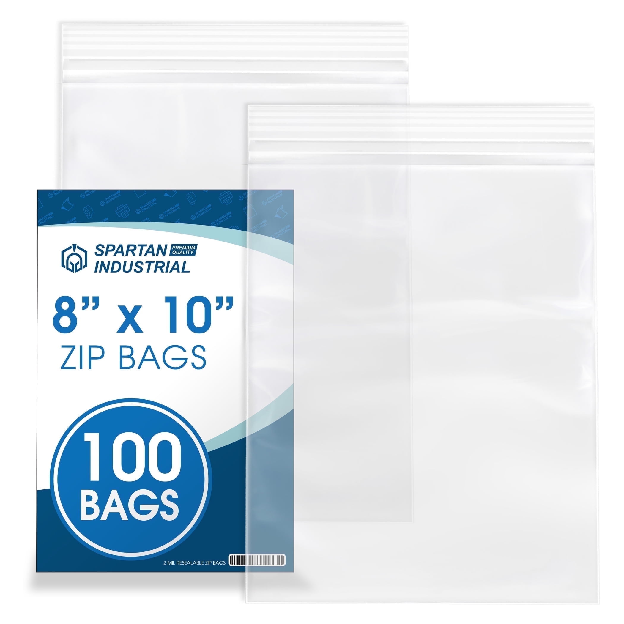 SPARTAN INDUSTRIAL Sealable 8X10 Inch Zip Plastic Poly Bags (100 Count ...