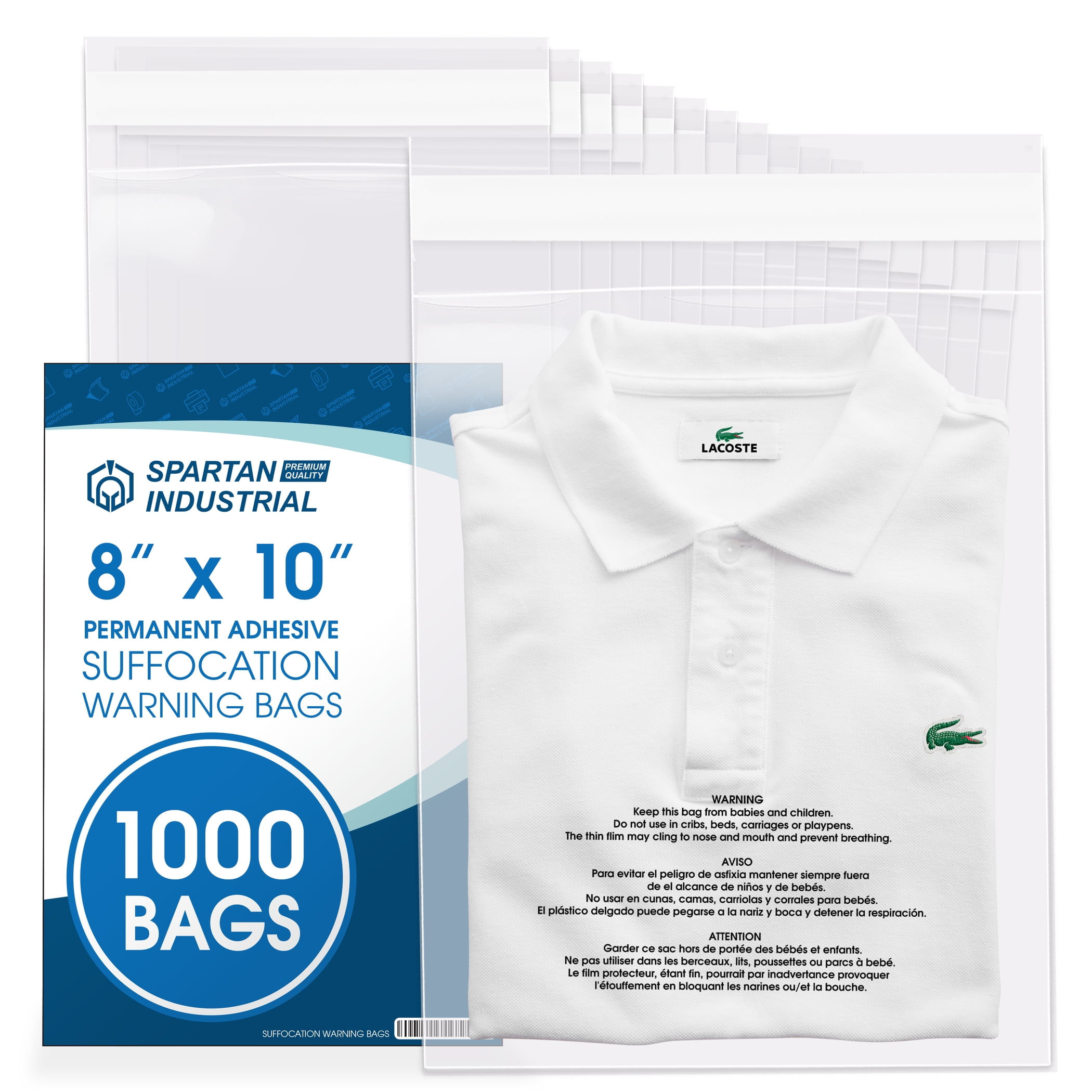 "Spartan Industrial - 8"" X 10"" Clear Plastic Self-Seal Poly Bags ...