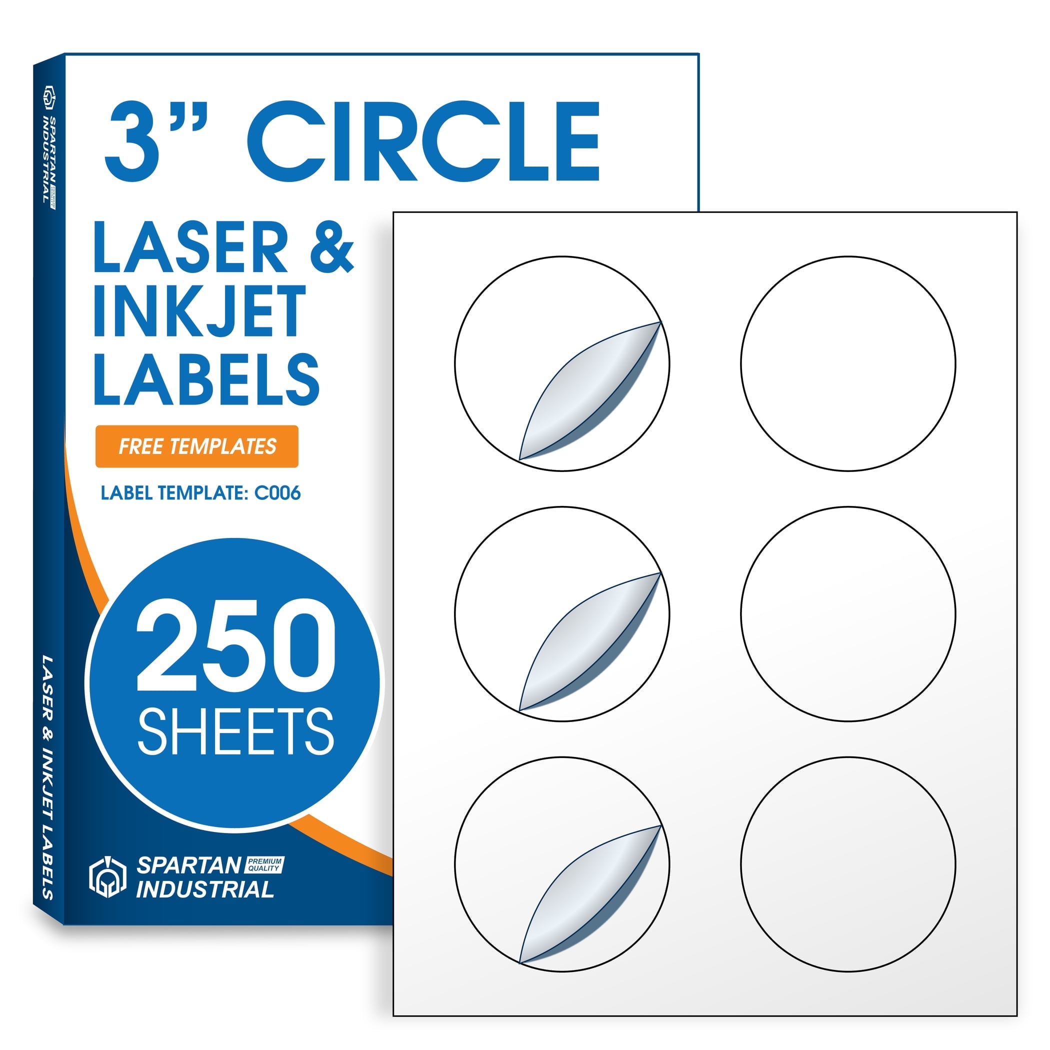 Spartan Industrial Printable Circle Laser Label - 3" Round - White, 250 ...
