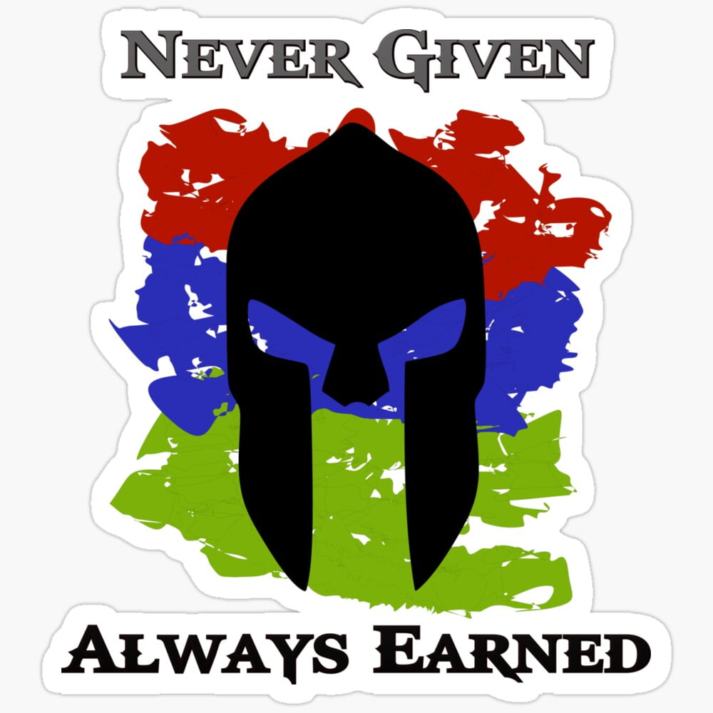 Spartan - Never Given, Always Earned Sticker Phone Decal Water Bottle ...