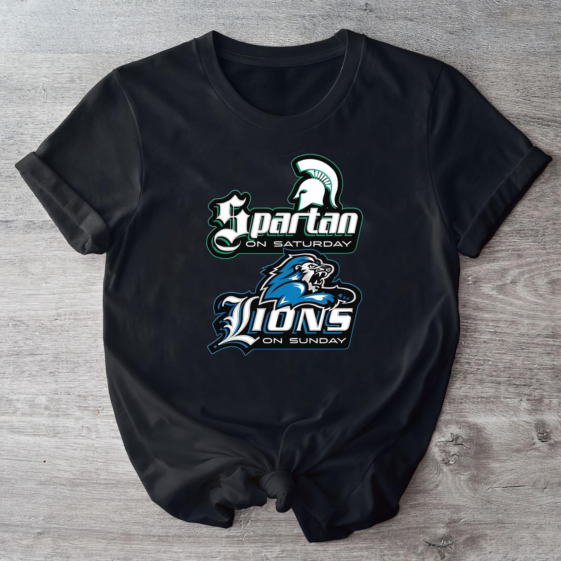 Spartan On Saturday Lion On Sunday Funny Detroit Tshirt-TH39131 ...