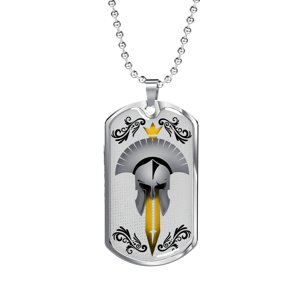 Spartan Roman Gladiator Stainless Steel or 18k Gold Dog Tag Necklace 24 ...