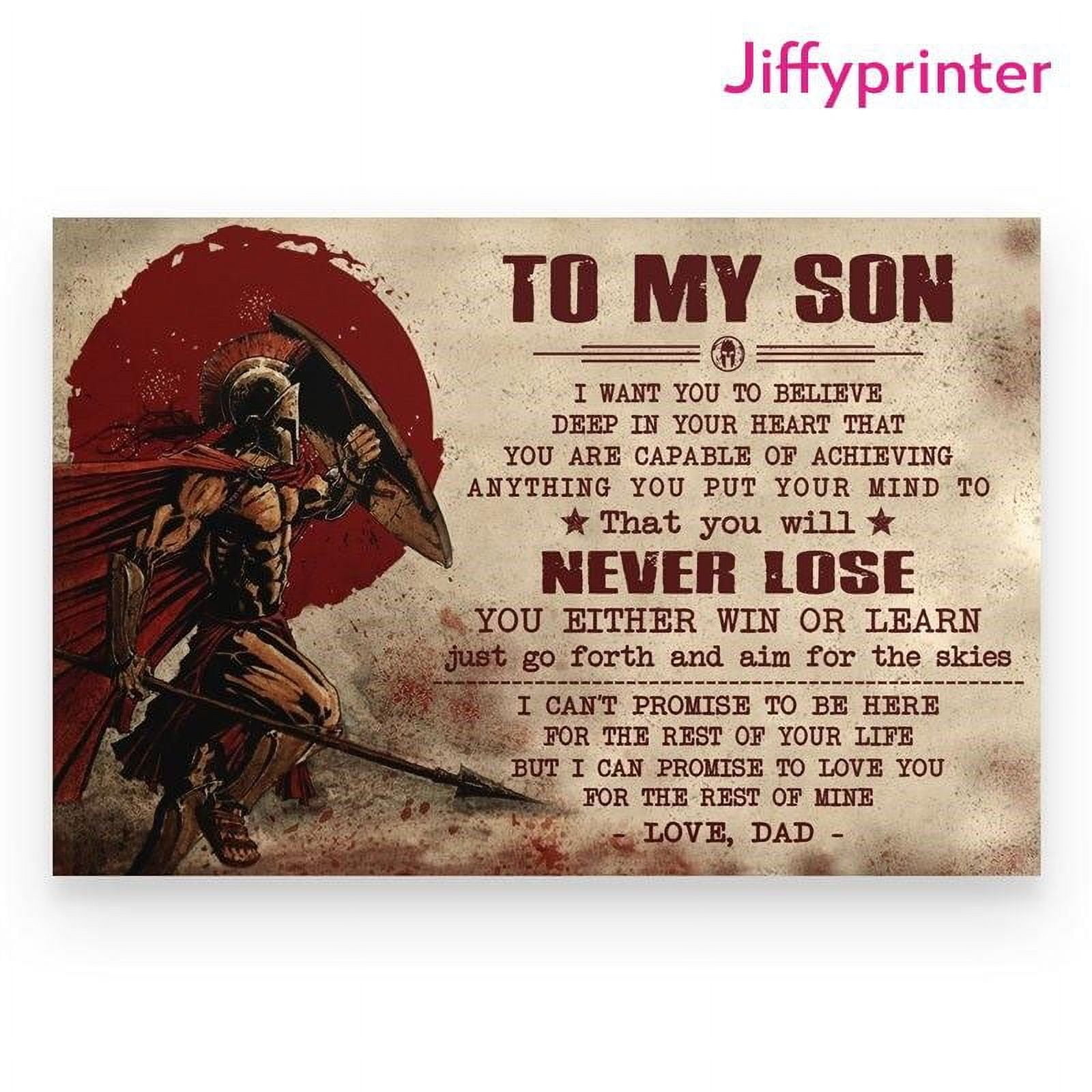 Spartan To My Son Never Lose Poster Wall Art Horizontal 24 x 36 Inch ...