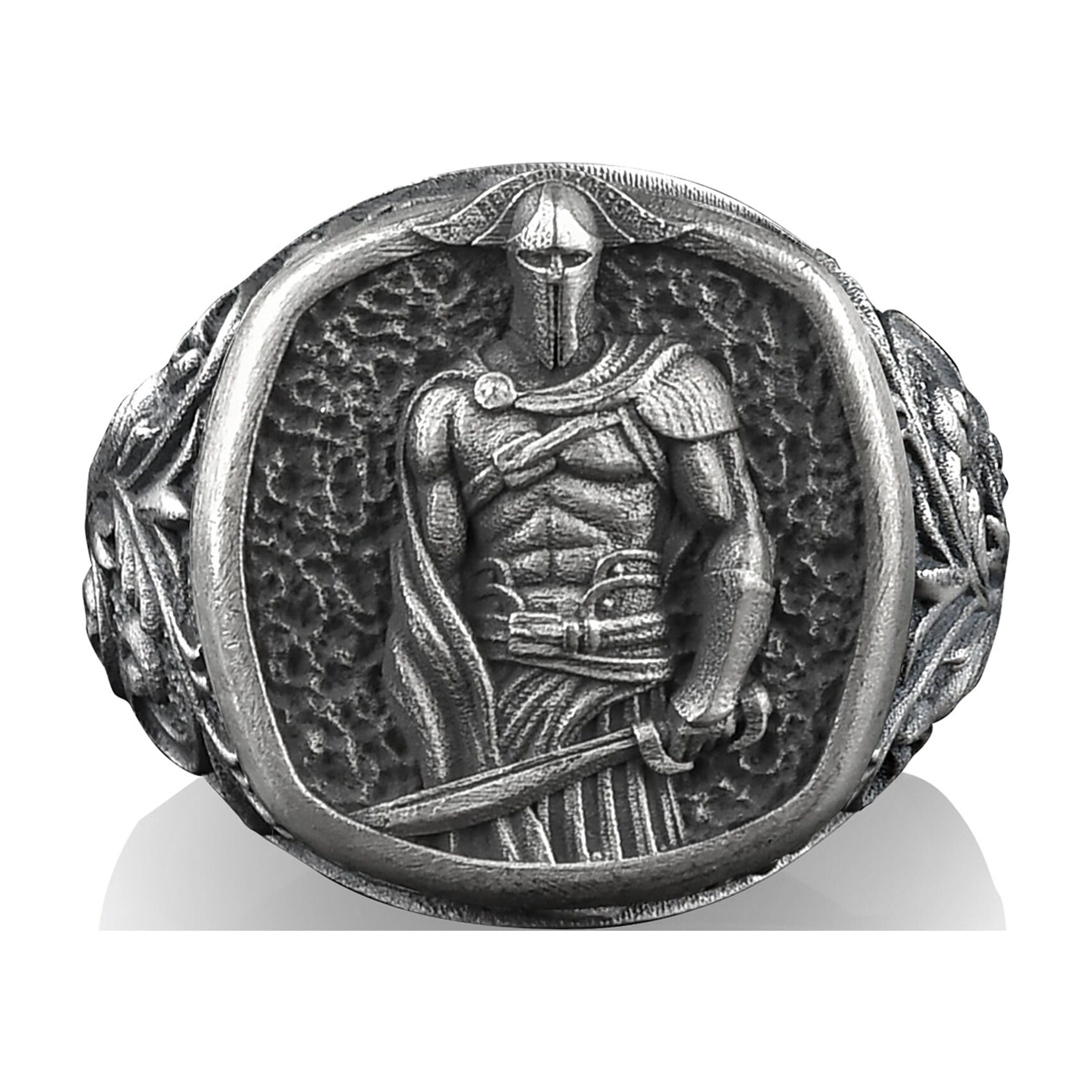 Spartan Warrior Signet Ring for Men in Silver, Ancient Greek Mythology ...