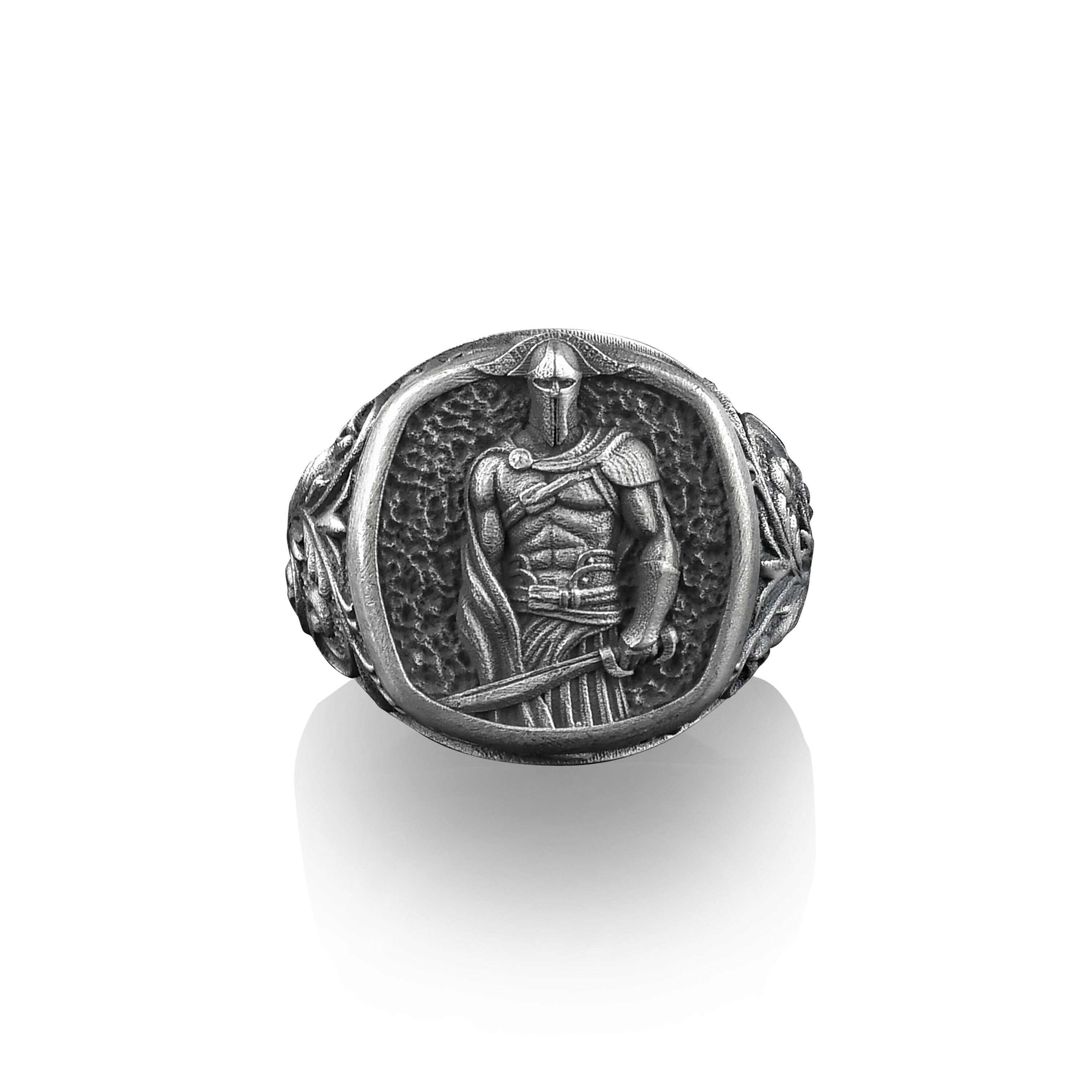 Spartan Warrior Signet Ring for Men in Silver, Ancient Greek Mythology ...