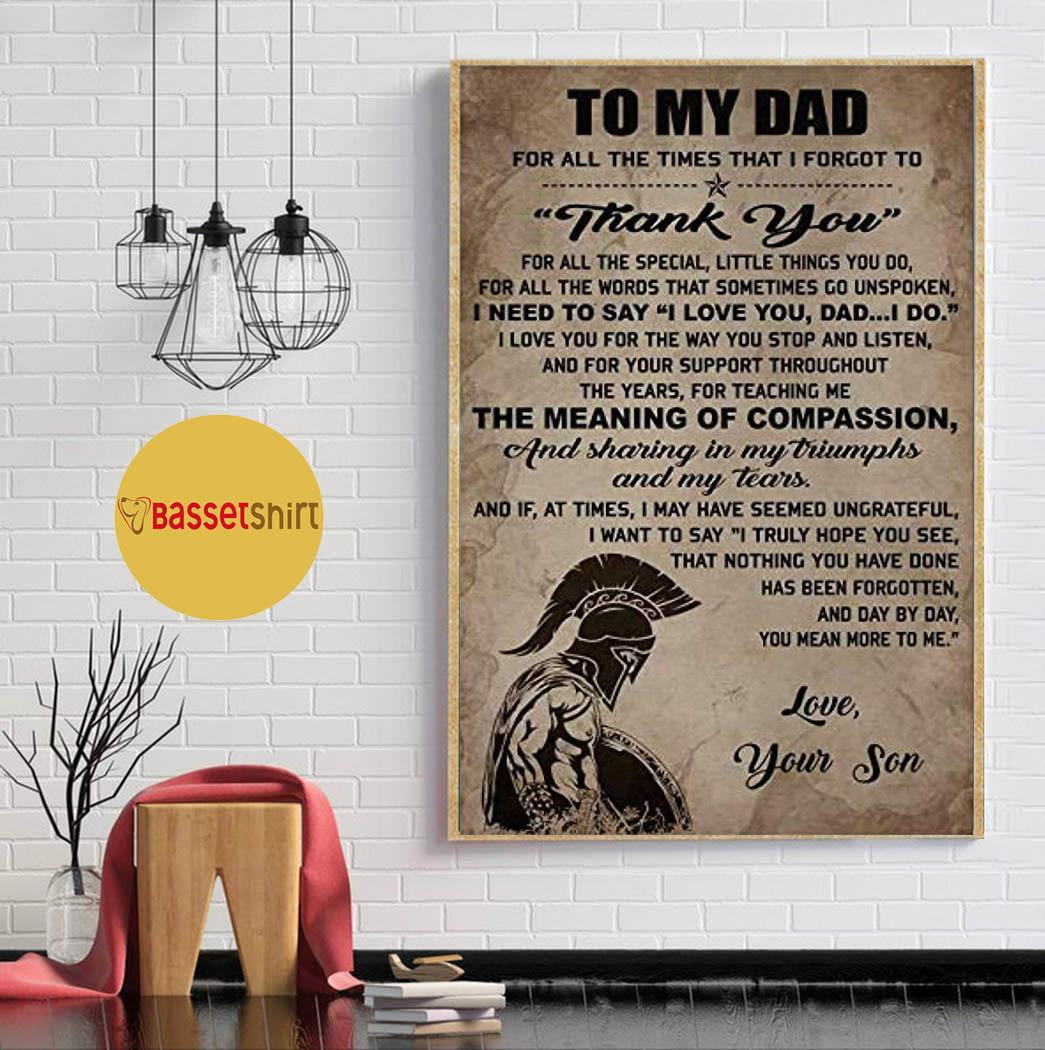 Spartan Warrior poster to my dad love your son thank you 16 x 24 Inch ...