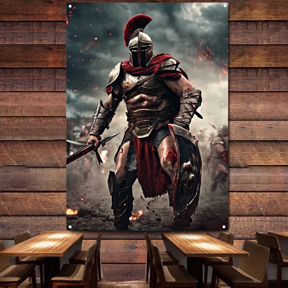 Spartan Warriors Art Decor Banner Wall Posters Greek Armor Samurai Wall ...