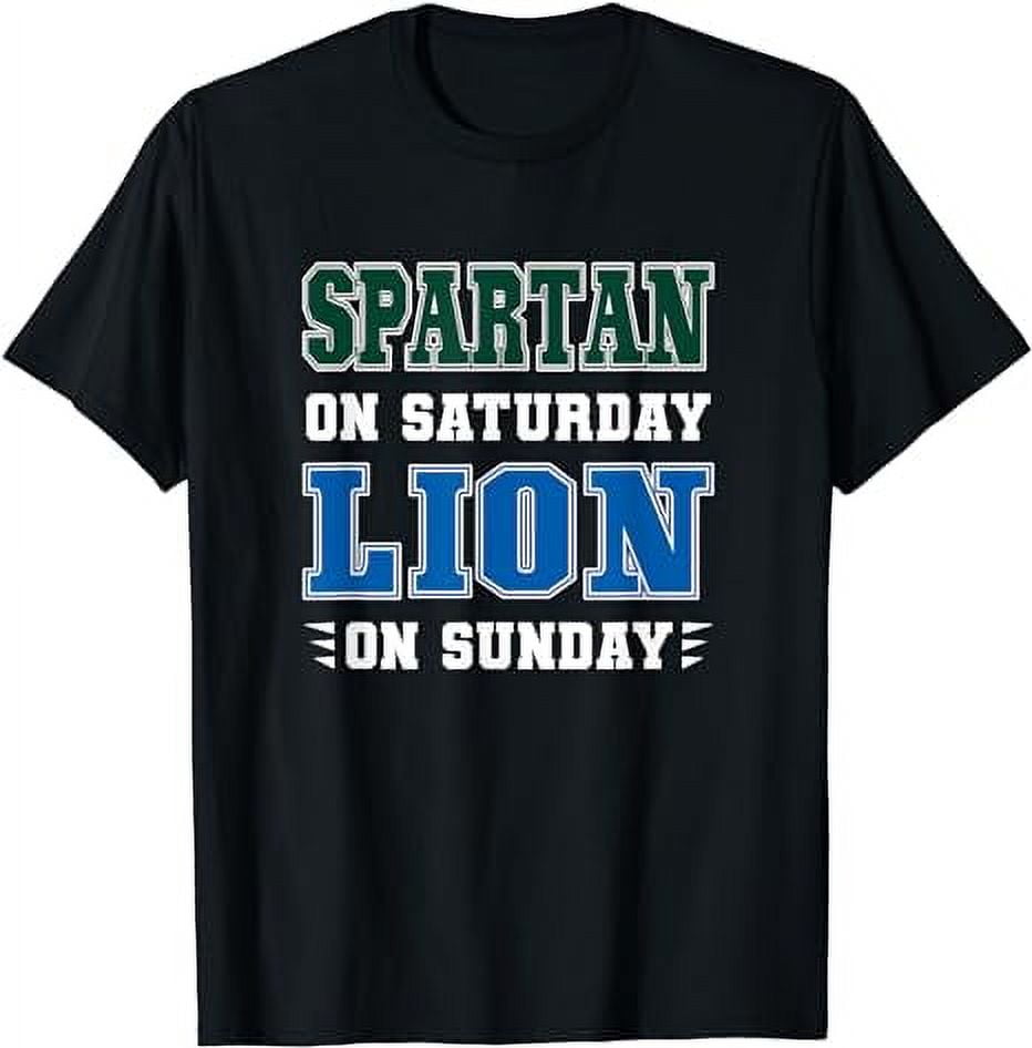 Spartan on Saturday Lion on Sunday Detroit Vintage Funny T-Shirt ...