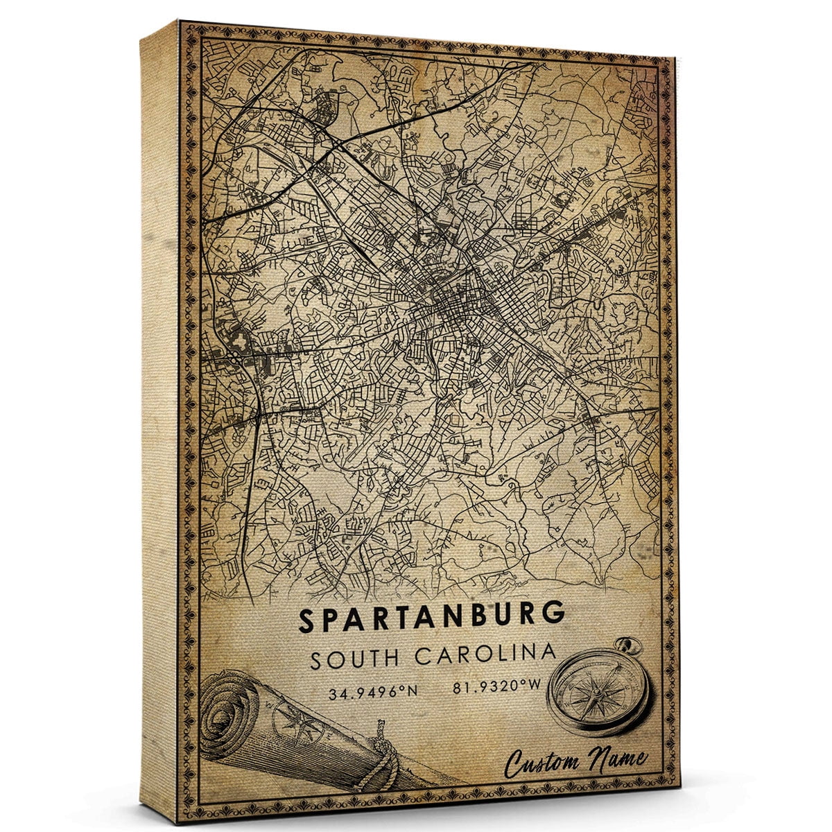 Spartanburg Map Poster, South Carolina Map Art Poster, Canvas ...