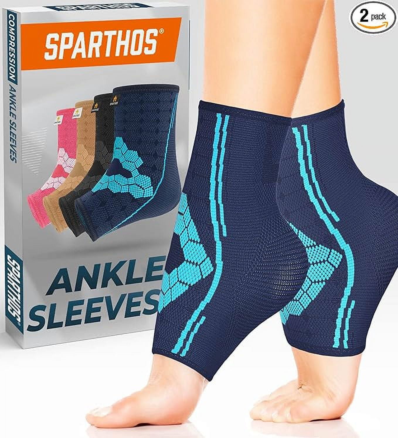 Sparthos Ankle Compression Socks (Pair) – Plantar Fasciitis Sleeves ...