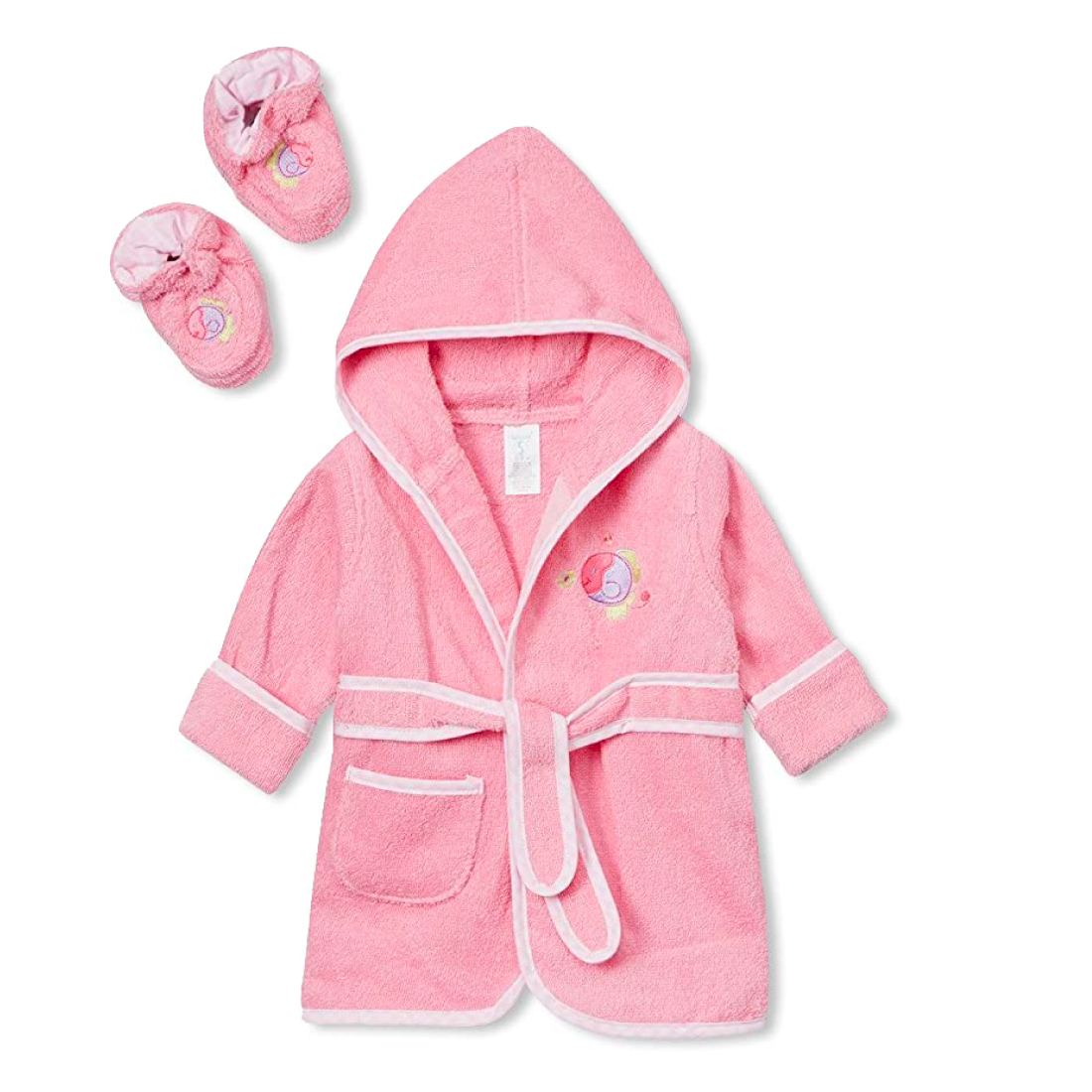 Spasilk 100% Cotton Hooded Terry Bathrobe with Booties, Pink Fish, One ...