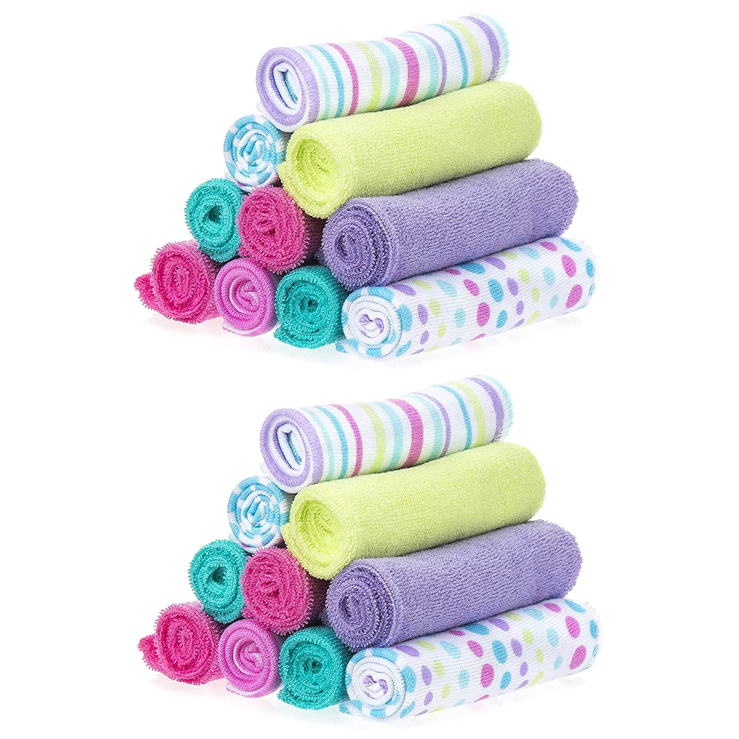 Spasilk Washcloth Set, Aqua Bubbles Print, 20 Terry Baby Towels for ...