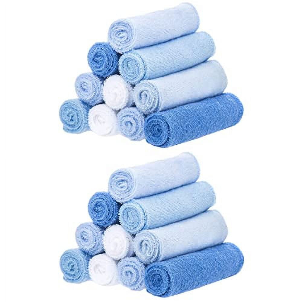 Spasilk Baby Washcloth Set, 20 Blue Terry Cloth Wipes for Newborns ...