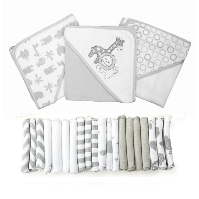 Spasilk Soft Hooded Bath Towels & Washcloths Set for Newborns, Infant ...