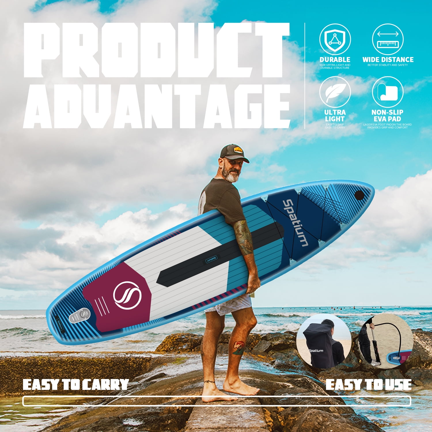 Spatium 10'6''×31''×6'' Inflatable Sup Paddle Board with Premium ...