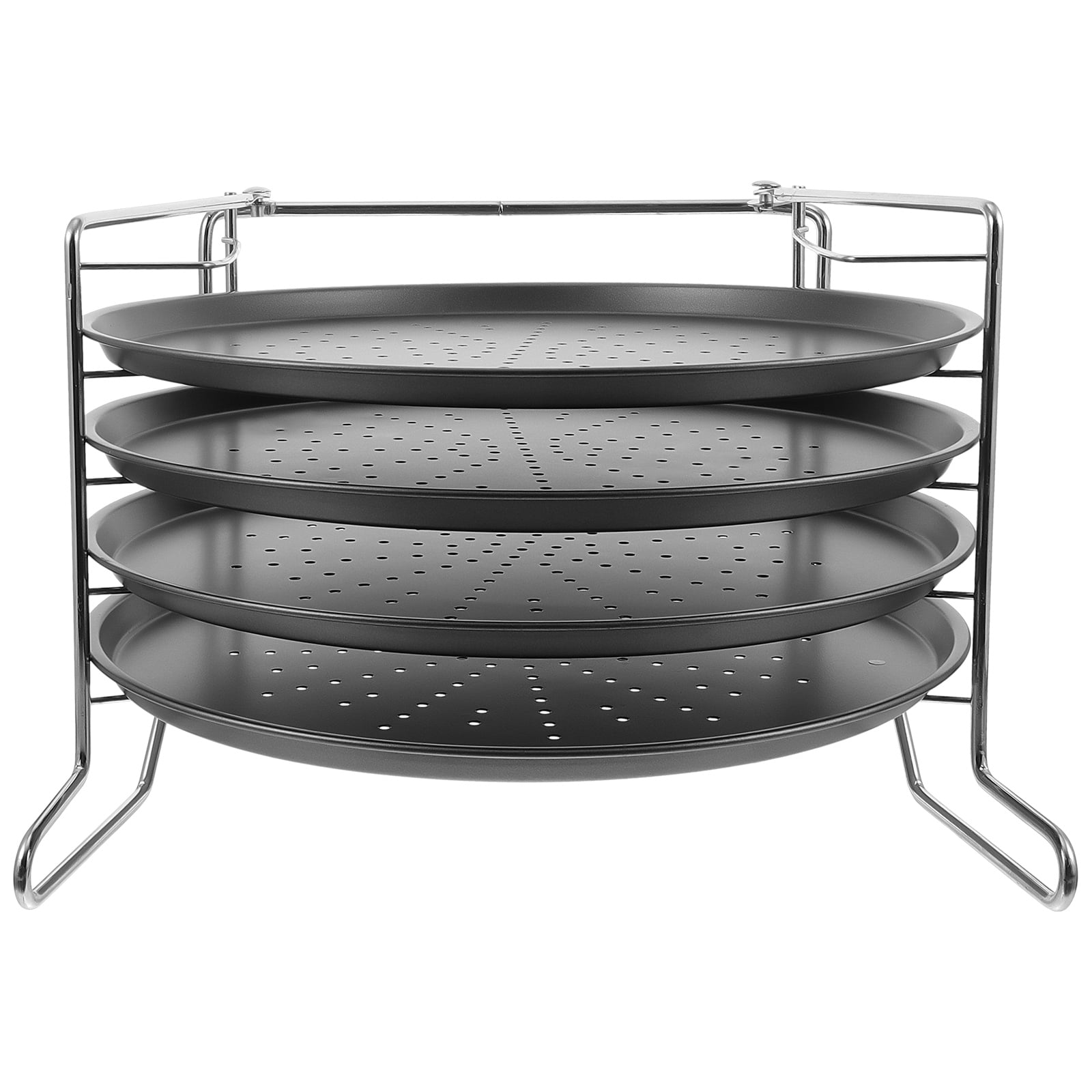Spatiy 1 Set 12 Inch Pizza Pans and Pizza Rack Non-stick Baking Trays ...