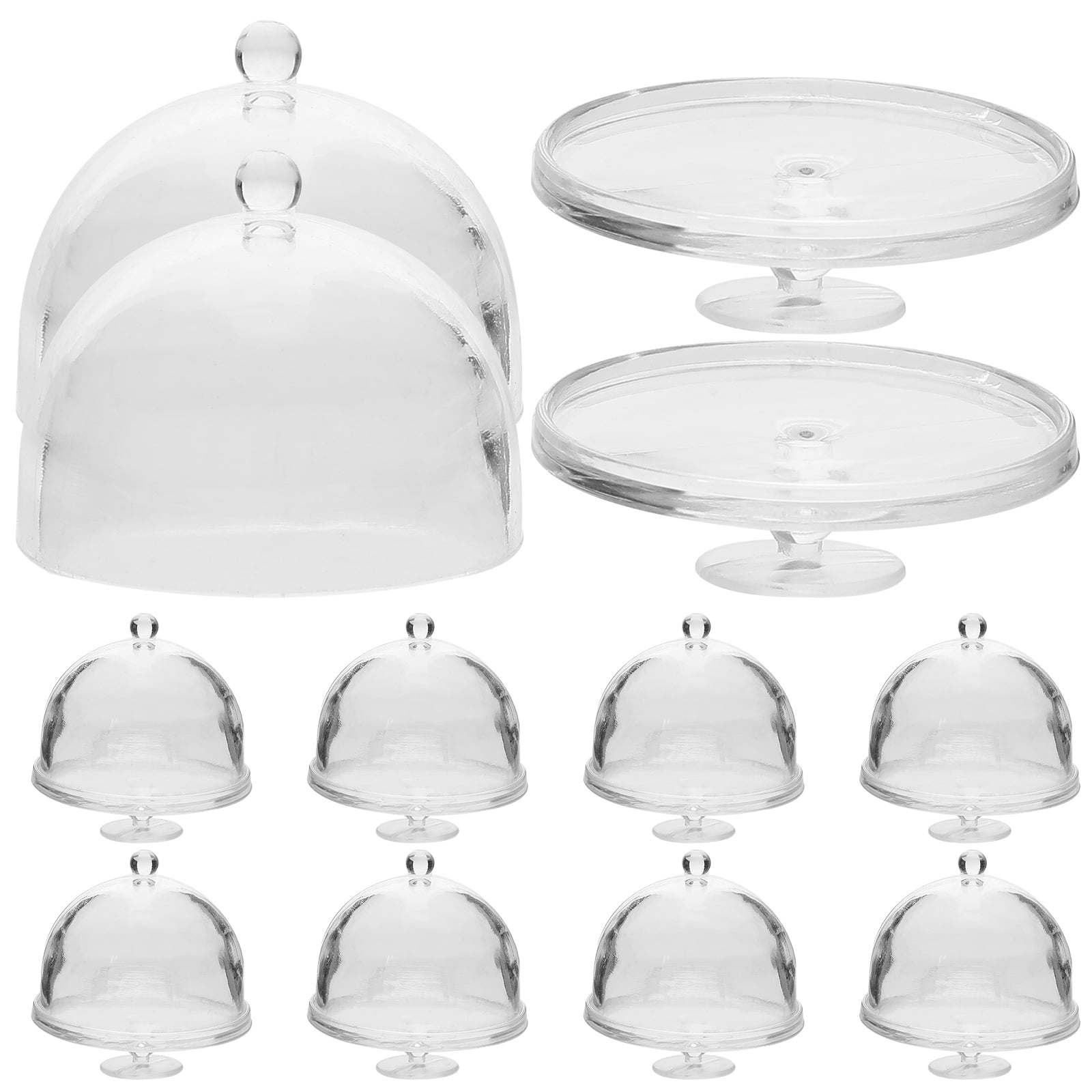 Spatiy 10pcs Clear Plastic Mini Cake Stand with Dome Cover Mini House ...