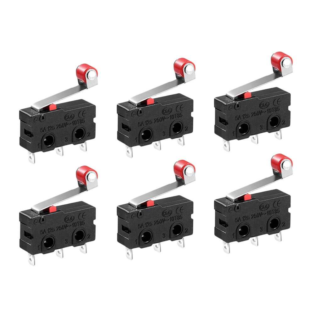 Spatiy 12pcs 250V 5A SPDT 1NO 1NC Momentary Hinge Roller Lever Micro Switches 3 KW11 Black ...
