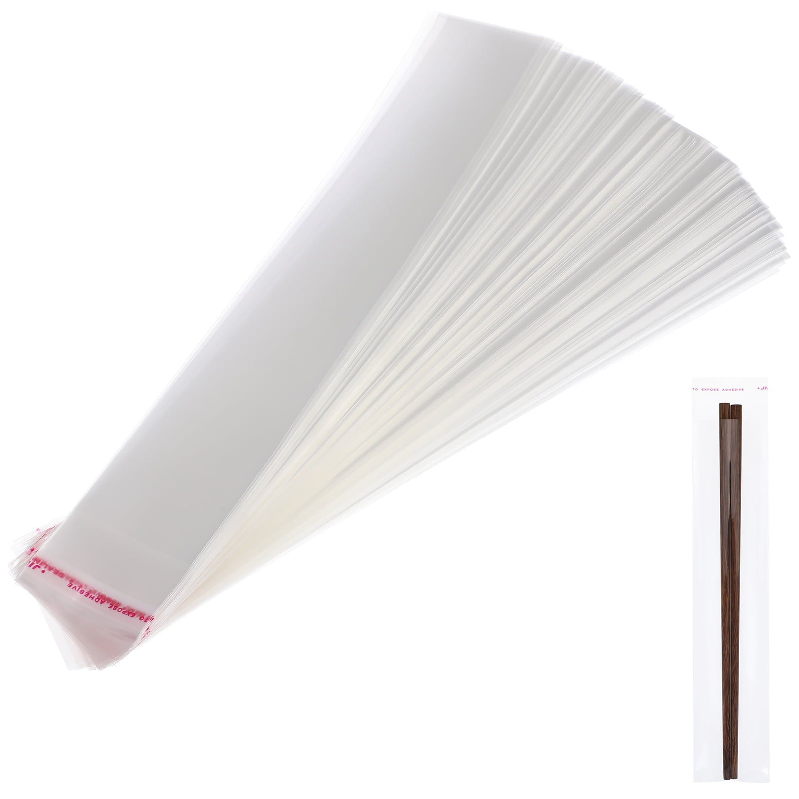 Spatiy 200Pcs Clear Long Cello Bags Self Sealing Thick Adhesive Bags ...