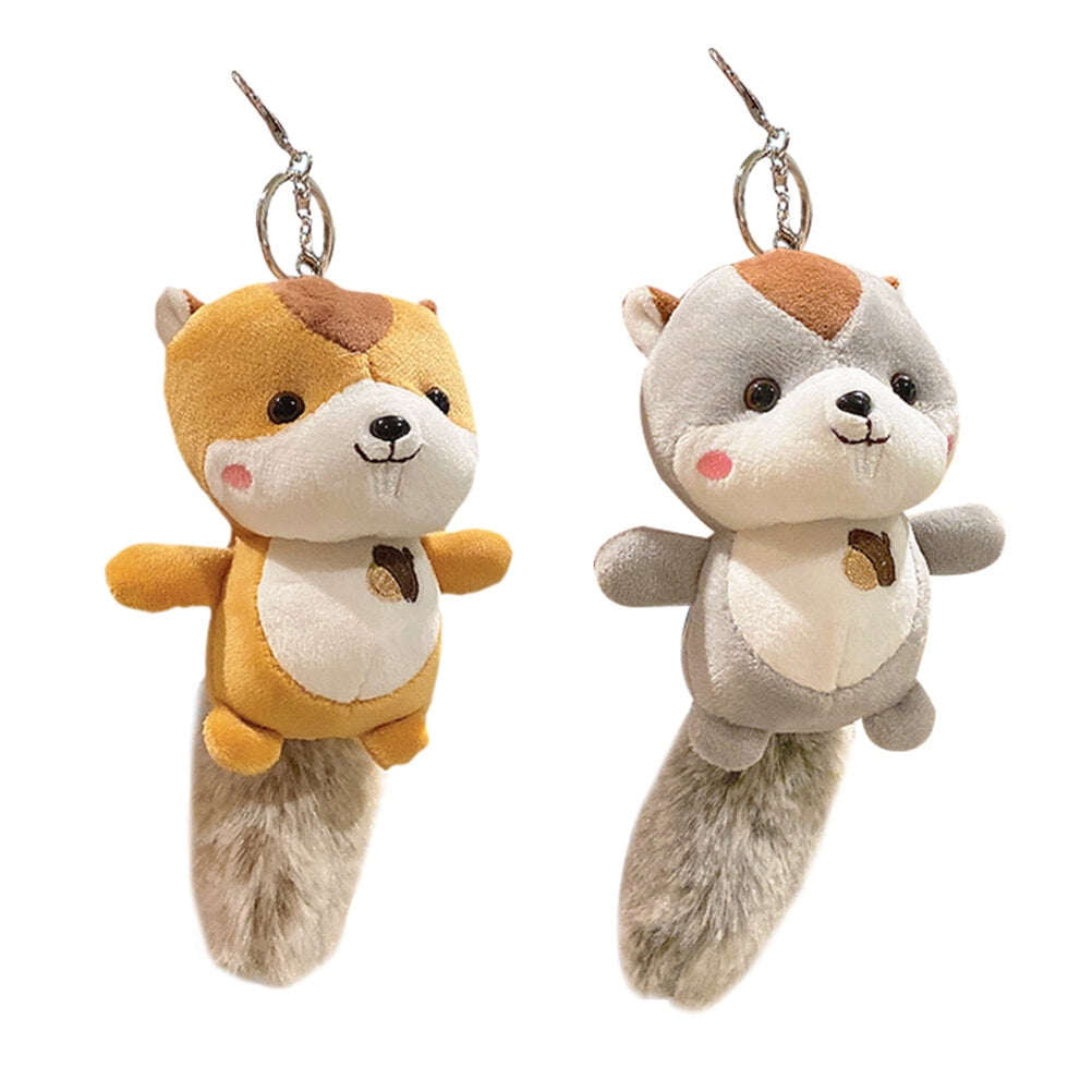 Spatiy 2pcs Squirrel Keychains Plush Key Holder Pendants Key Rings ...