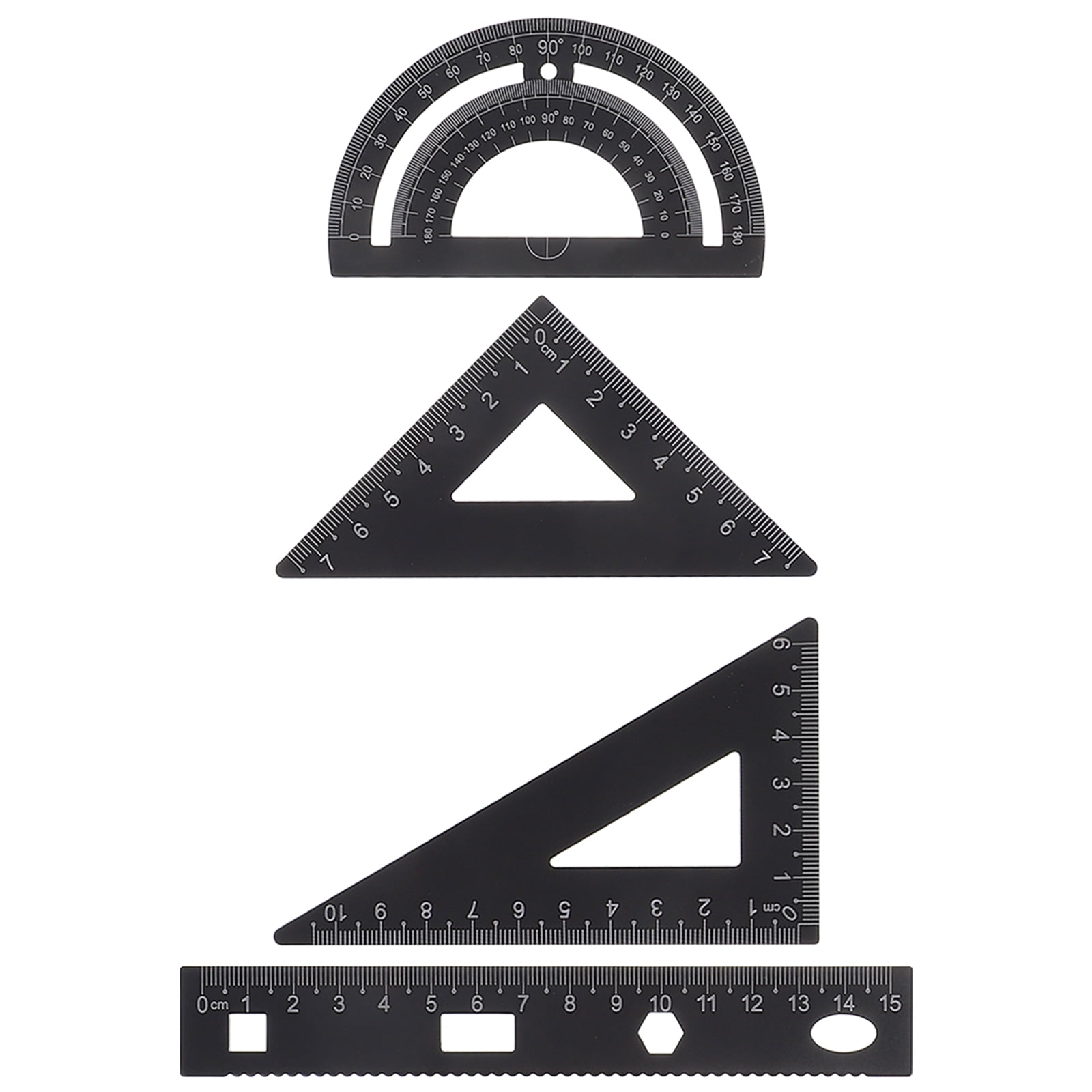 Spatiy 4 pack geometry set metal triangle ruler protractor straight ...