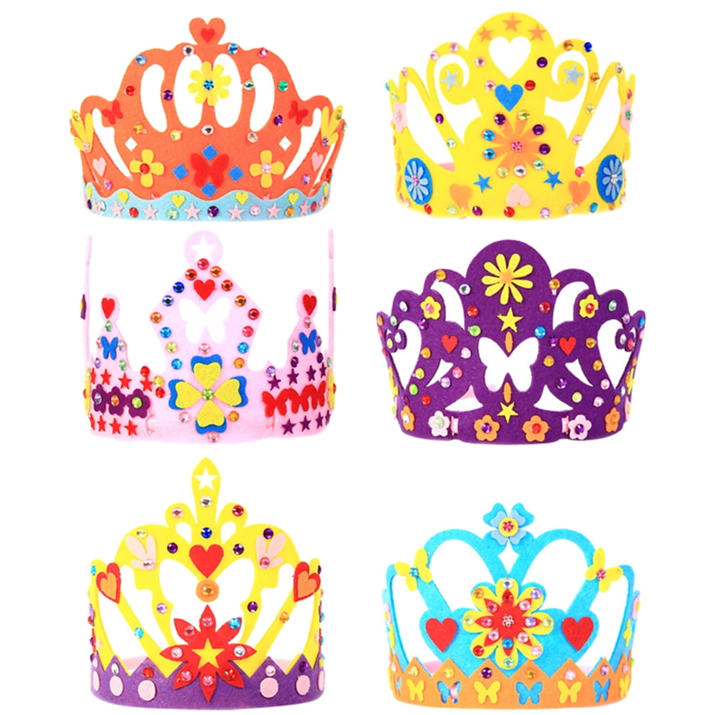 Spatiy 6 Sets Crown Craft Gifts Kits Kids DIY Birthday Crown Hand Craft ...