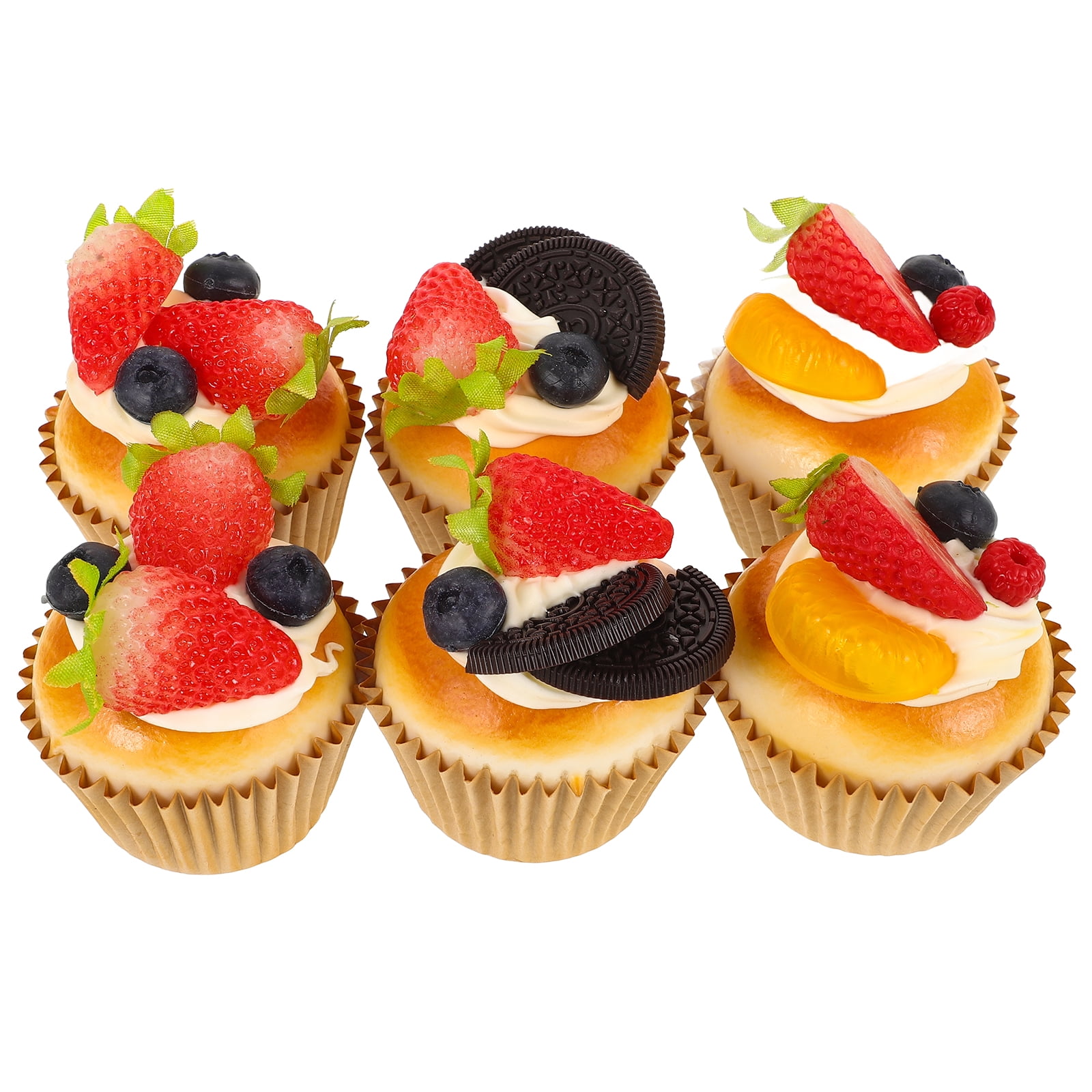 Spatiy 6Pcs Fake Cake Fake Cupcakes Realistic Food Artificial Cake ...