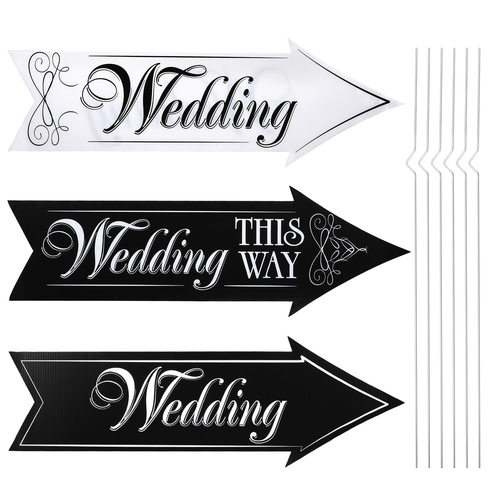 Spatiy Amosfun 3 Sets Wedding Road Signs Wedding Yard Signs with Stakes ...