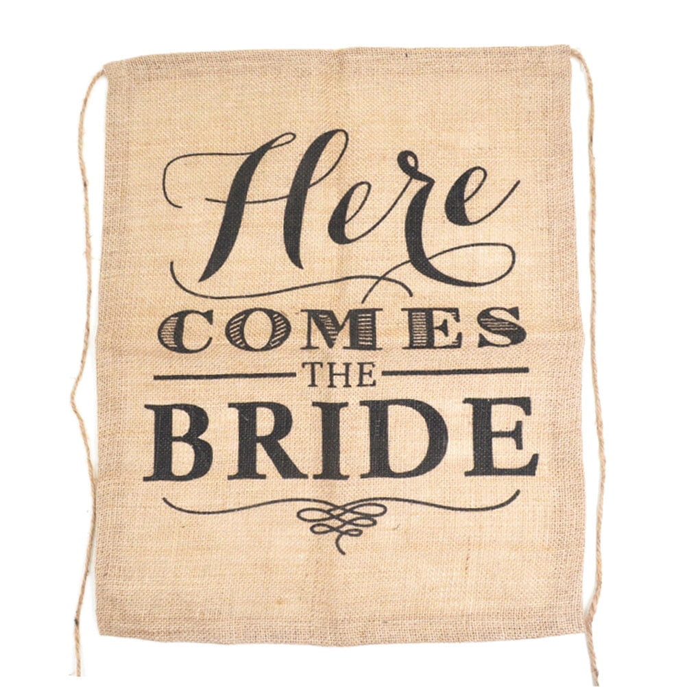Spatiy Burlap Wedding Direction Sign Bride Sign Banner HERE COMES THE ...
