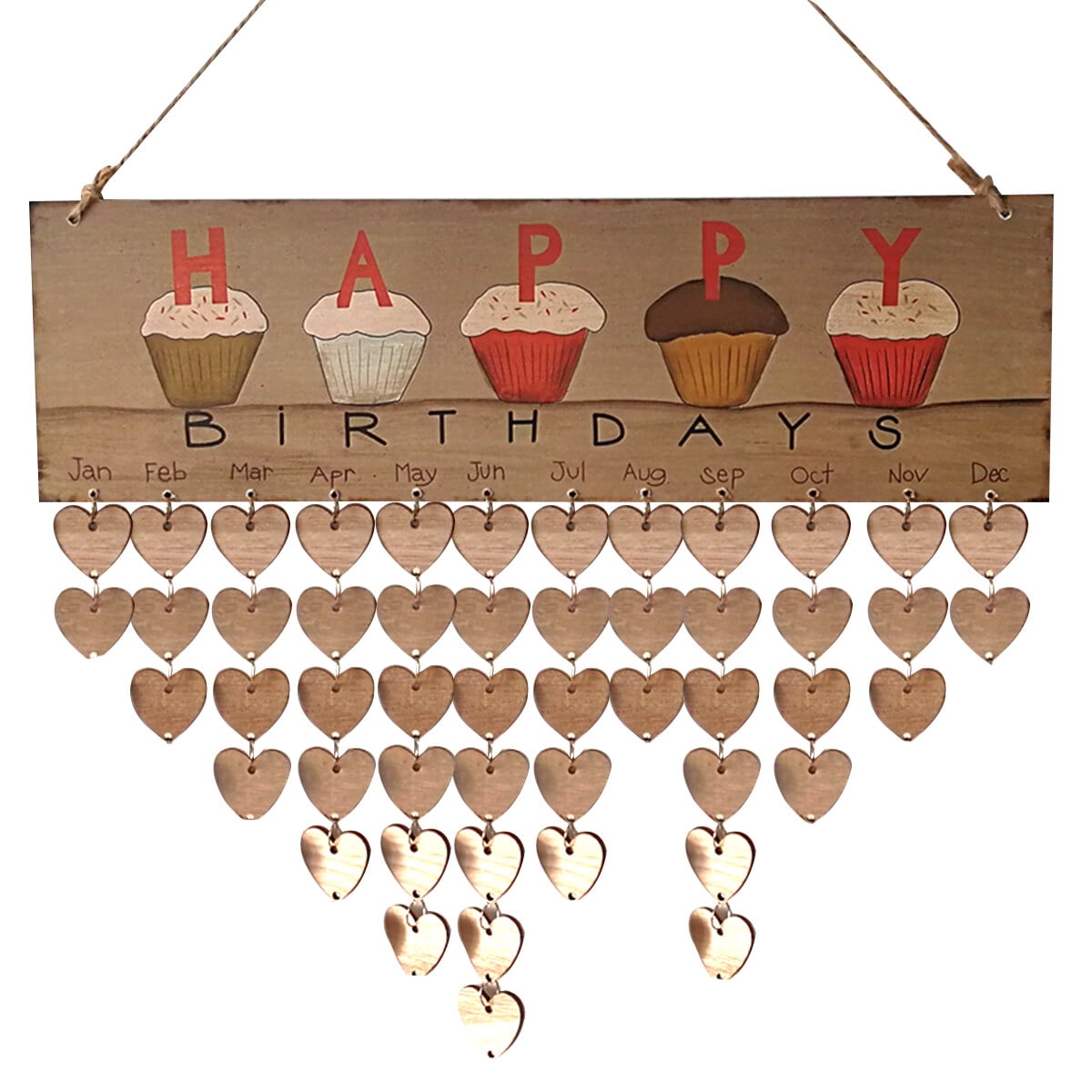 Spatiy Family Birthday Reminder Calendar DIY Wood Hanging Calendar Sign ...