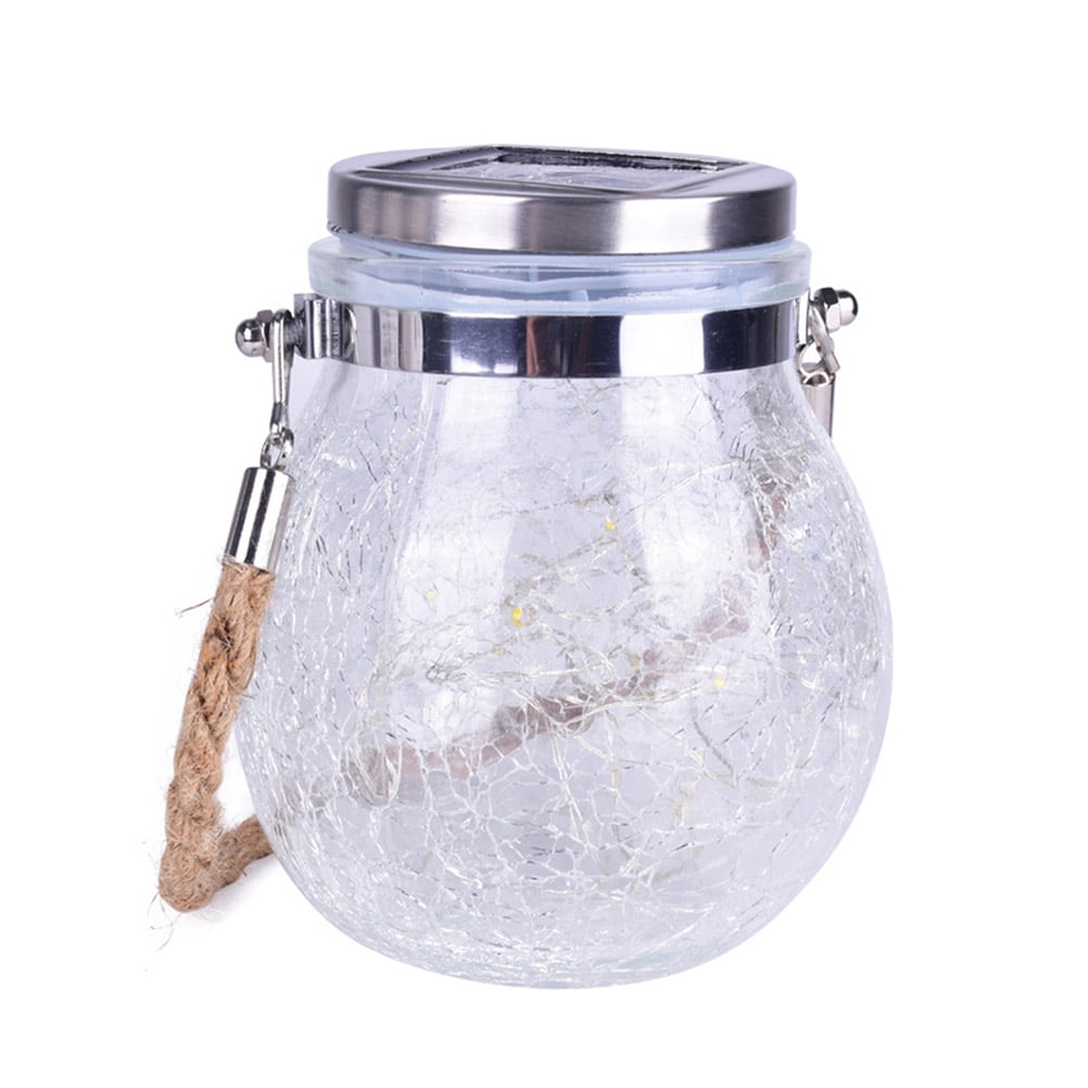 Spatiy Garden Solar Light Cracked Glass LED Solar Jar Strings Lights ...