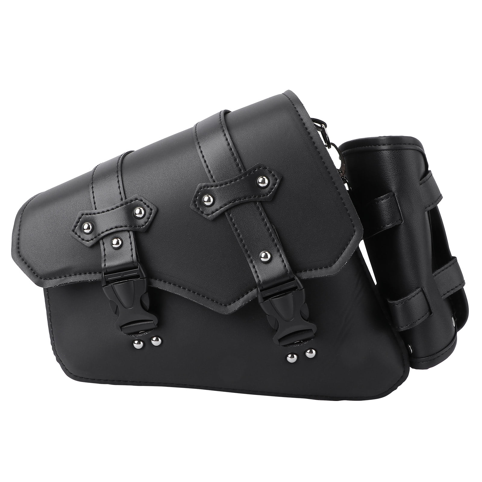 Spatiy Motorcycle Side Saddlebag With Metal Buckle Black Swing Arm Bag ...