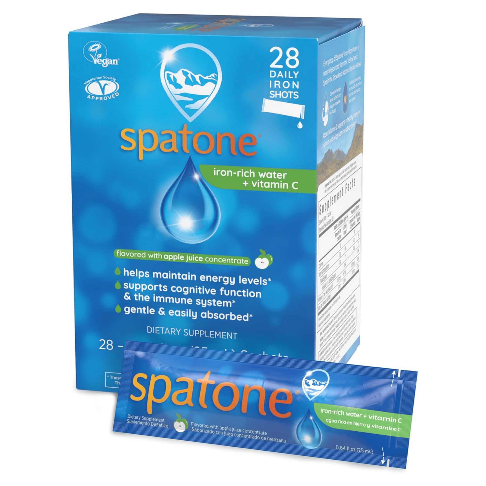 Spatone Liquid Iron Supplement, Apple Flavor, 20 mL Sachet, Gentle ...