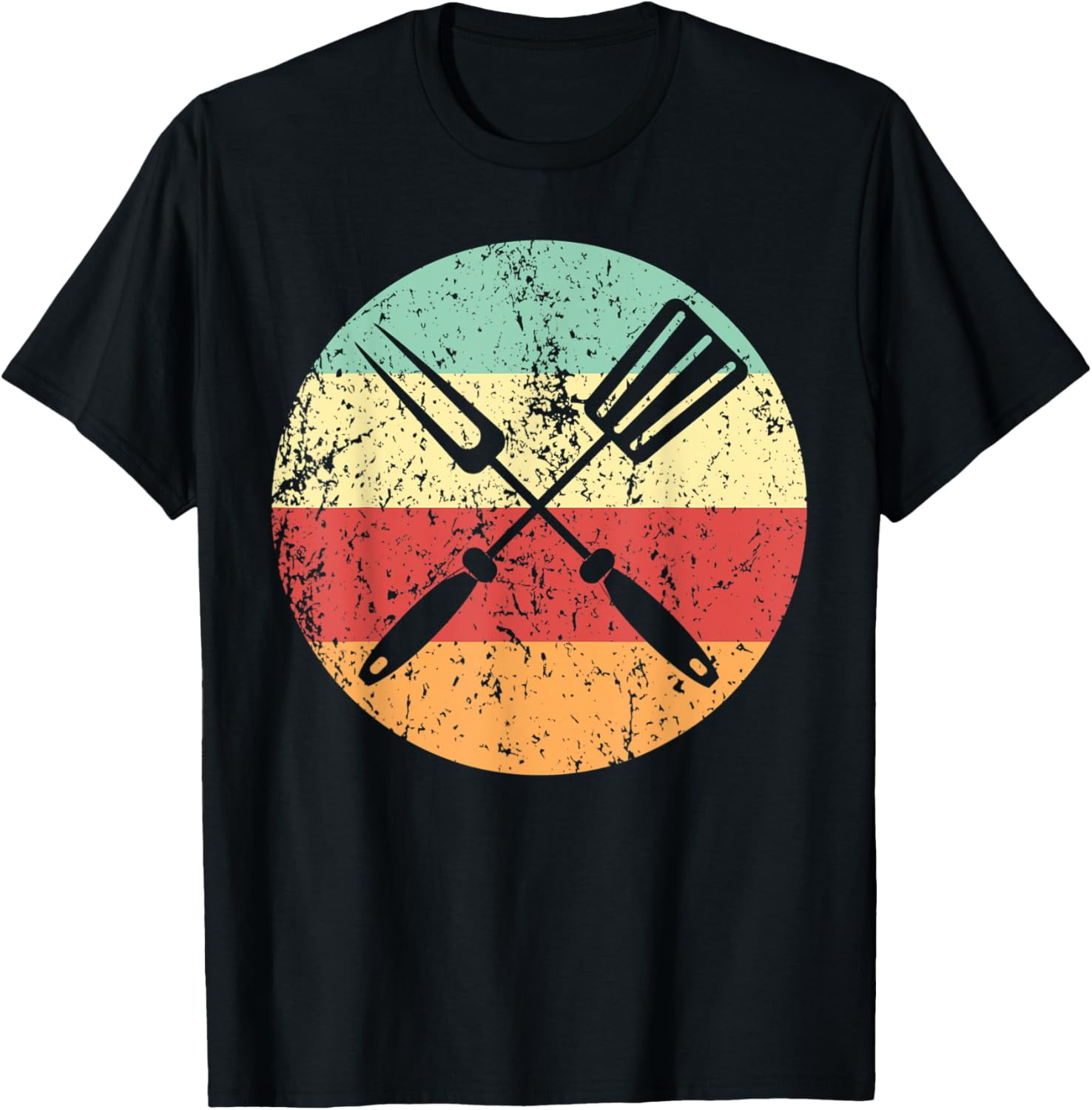 Spatula And Fork Style BBQ Cookout Cool Retro 1970's Style T-Shirt ...