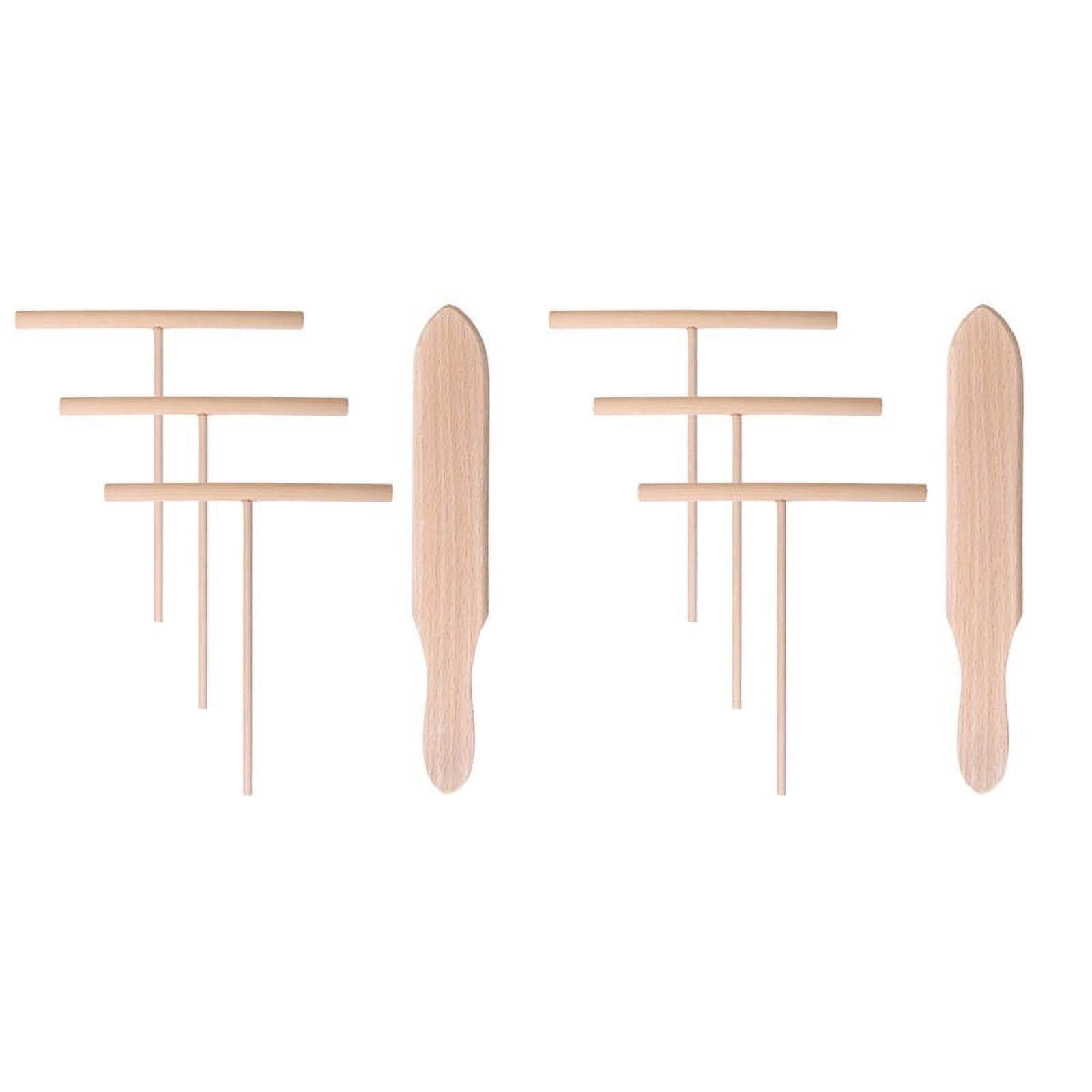Spatula Set Wooden T Sticks for Spreading Pancake Batter, Set of 8 ...