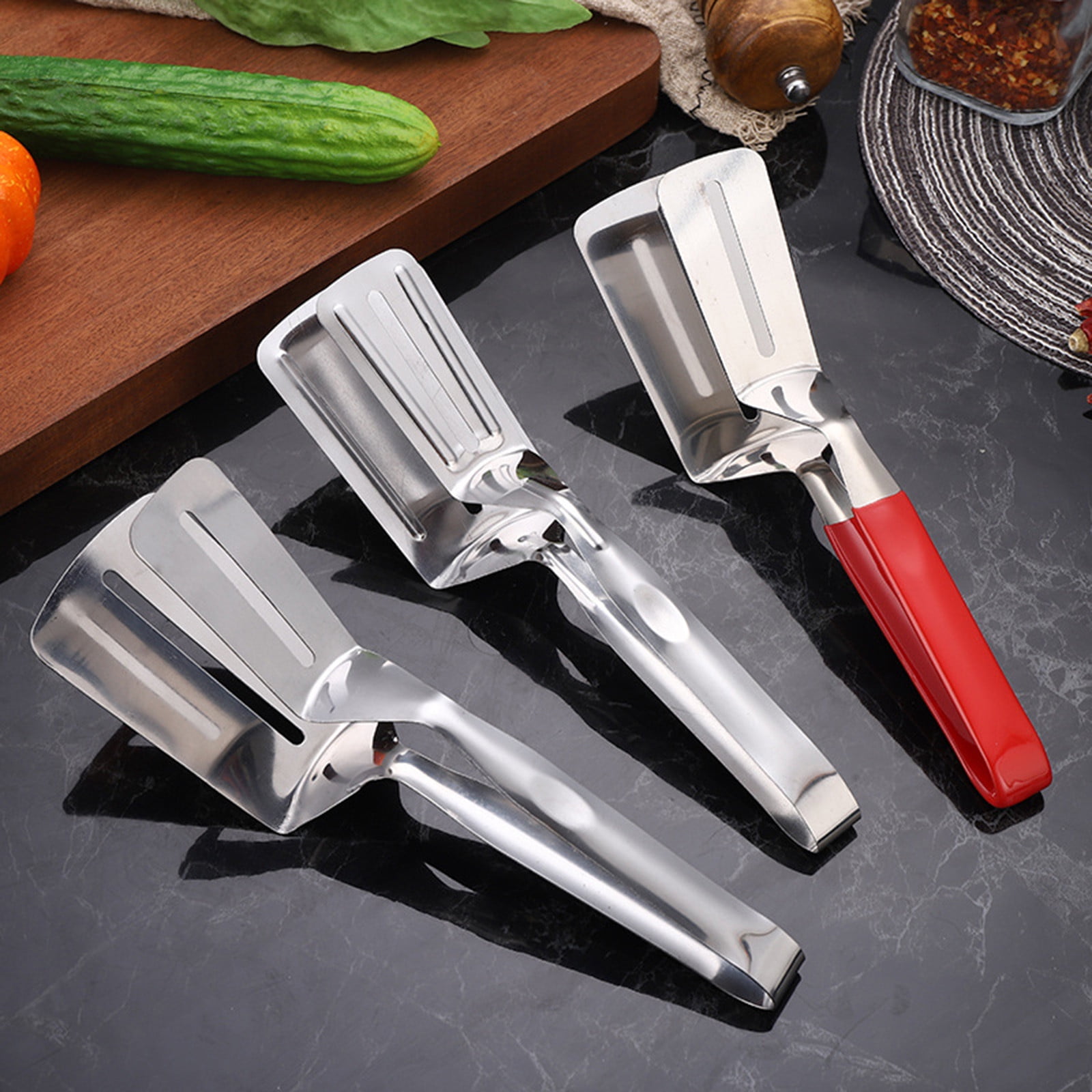 Spatula Tongs for Flipping, Stainless Steel Double-Sided Shovel Clip ...