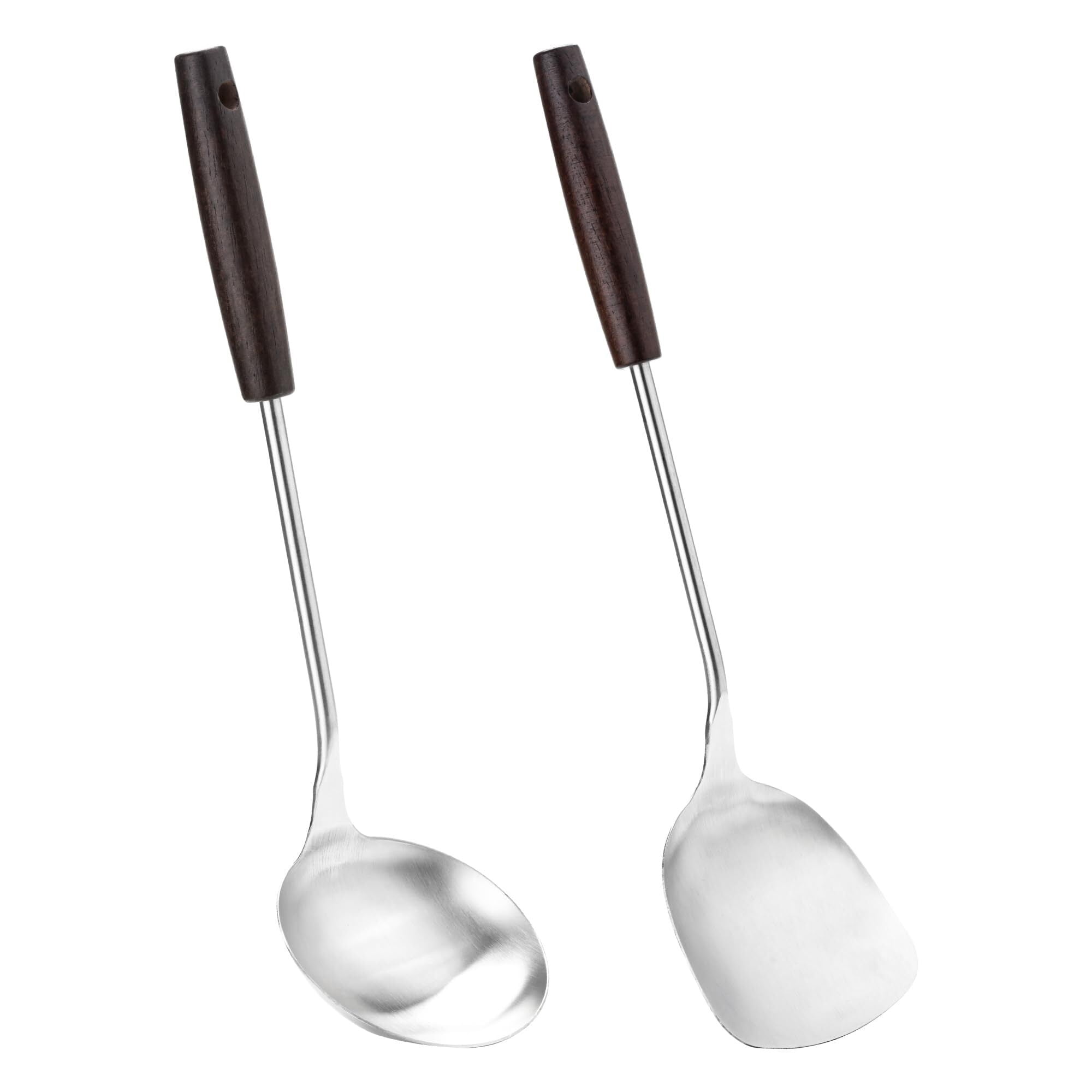 Spatula and Ladle - Set of 2 Wok Tools - Universal Wok Ladle and ...
