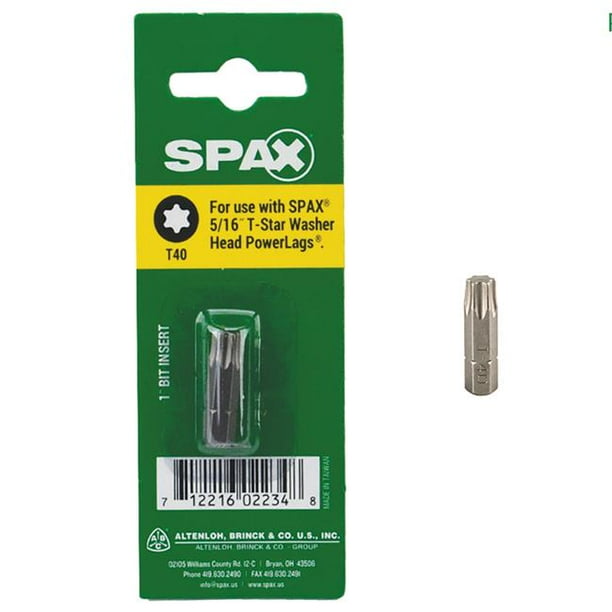 Spax 2015396 T40 x 1 in. T-Star Washer Driver Bit Steel, Pack of 10 ...