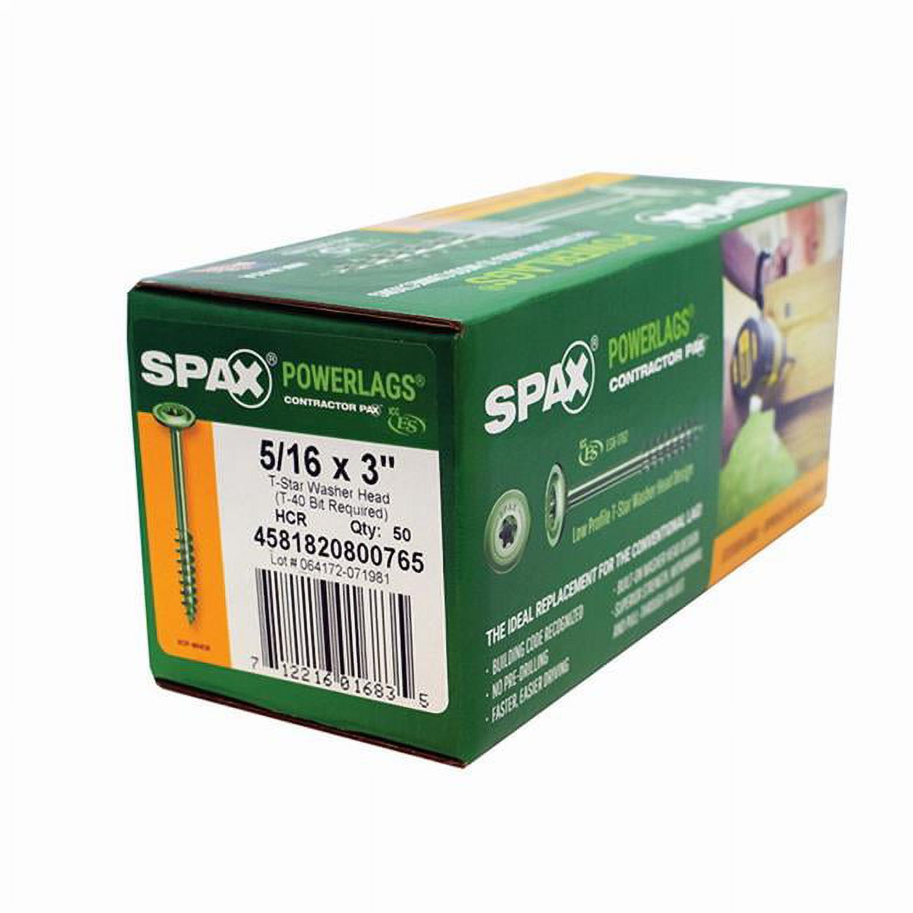 Spax 3 in. PowerLags Washer Head Construction Screws, Pack of 50 ...