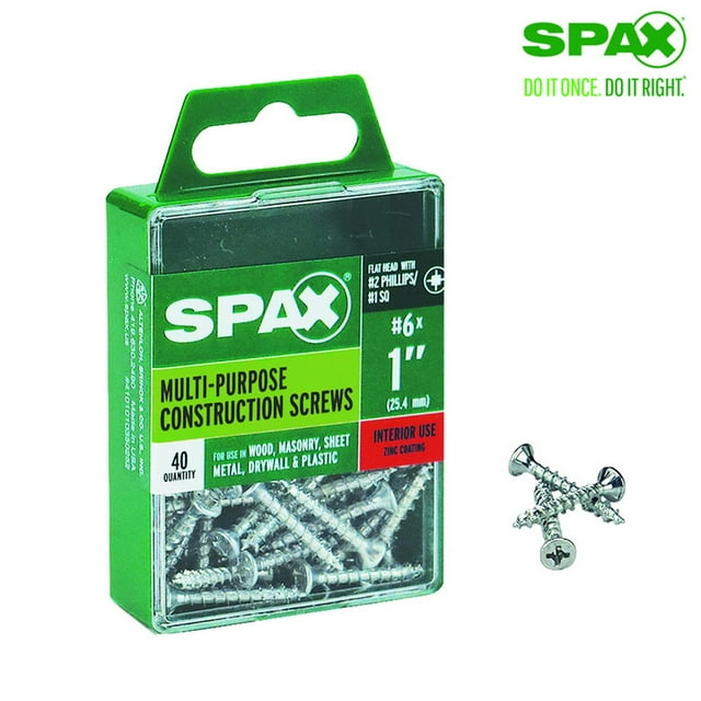 Spax 4101010350252 Flat Head Multi-Purpose Screws, #6, Box of 40 ...