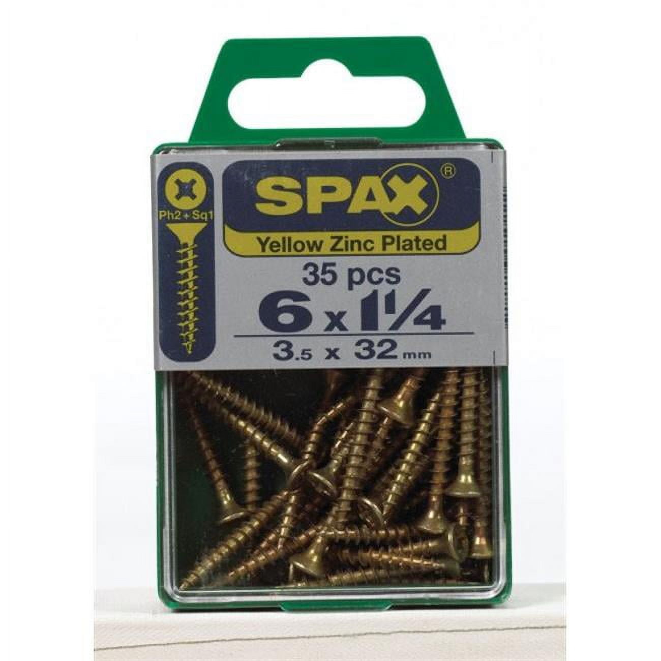 Spax 4101020350322 Multi-Material Flat Head Screws 6'x1.25", Yellow ...