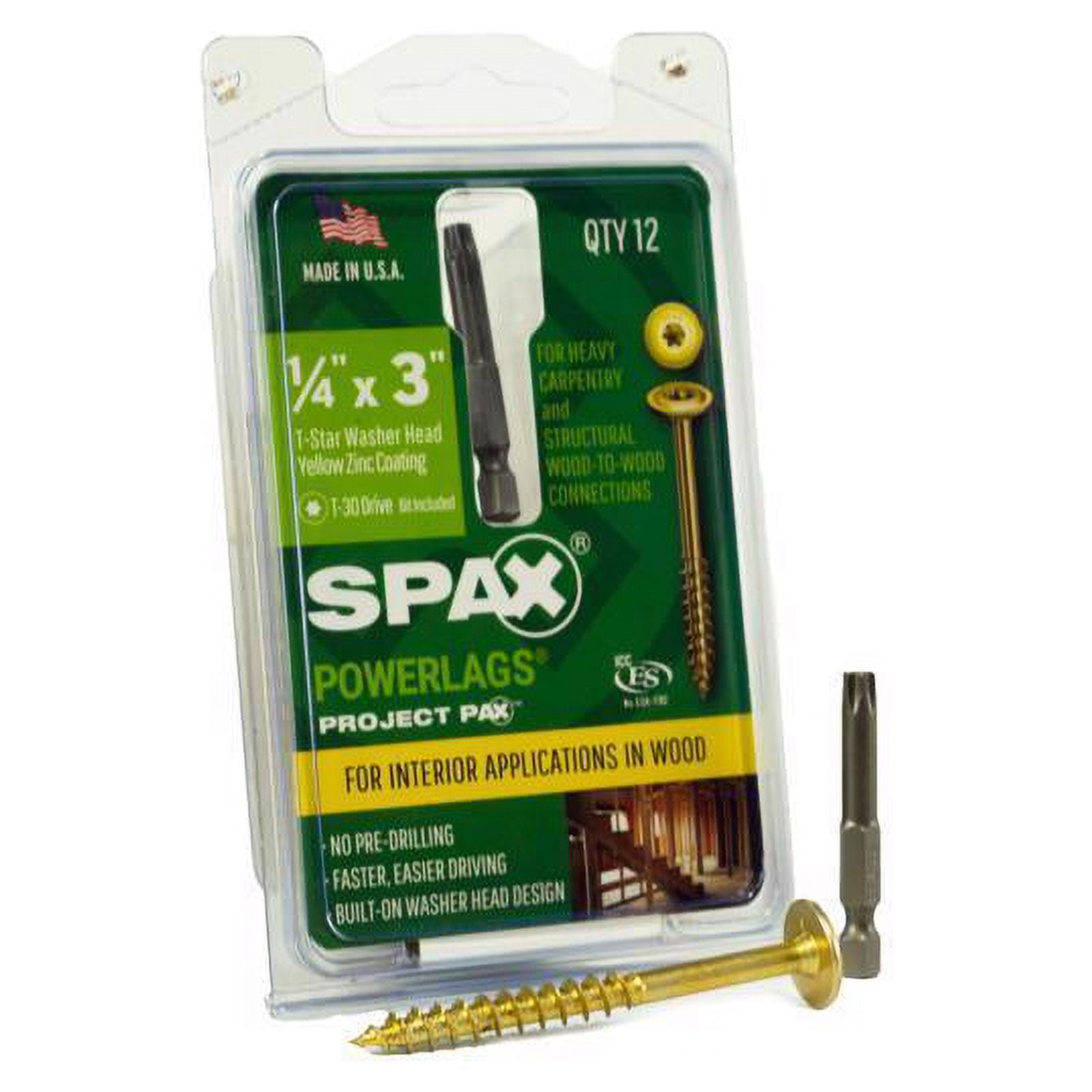 SPAX PowerLags 1/4 in. in. X 3 in. L T-30 Washer Head Construction ...