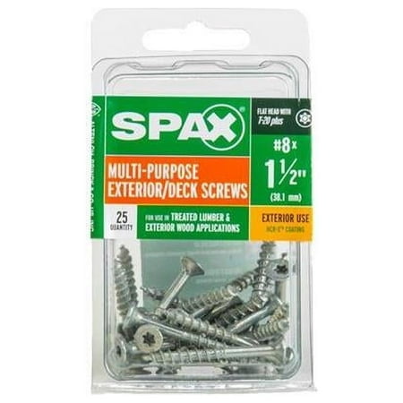 Spax No. 8 x 1.5 in. Star Flat Head Deck Screws, Gray - Pack of 25 ...
