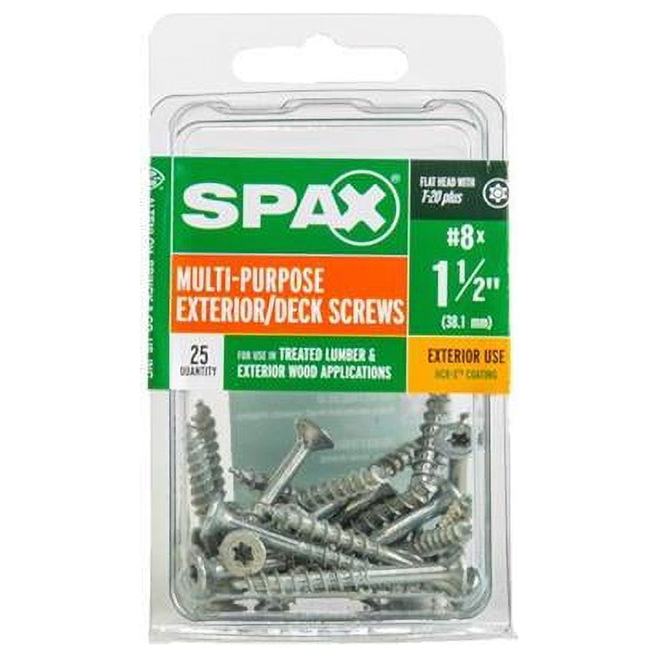 Spax No. 8 x 1.5 in. Star Flat Head Deck Screws, Gray - Pack of 25 ...