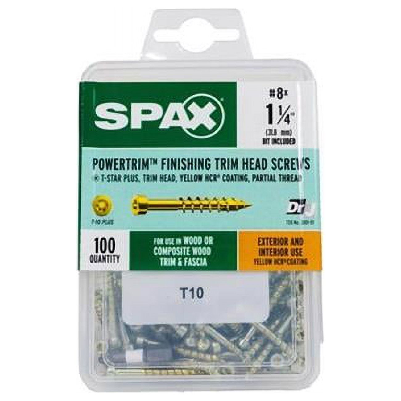Spax Power Trim No. 8 x 1.25 in. Star Round Head Trim Screws, Yellow ...